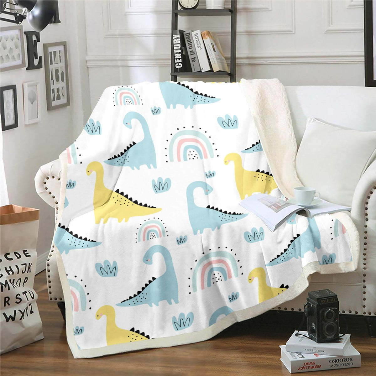 Dinosaurs Blanket ,Kawaii Decor Rainbow Throw Blanket for Bedroom ...