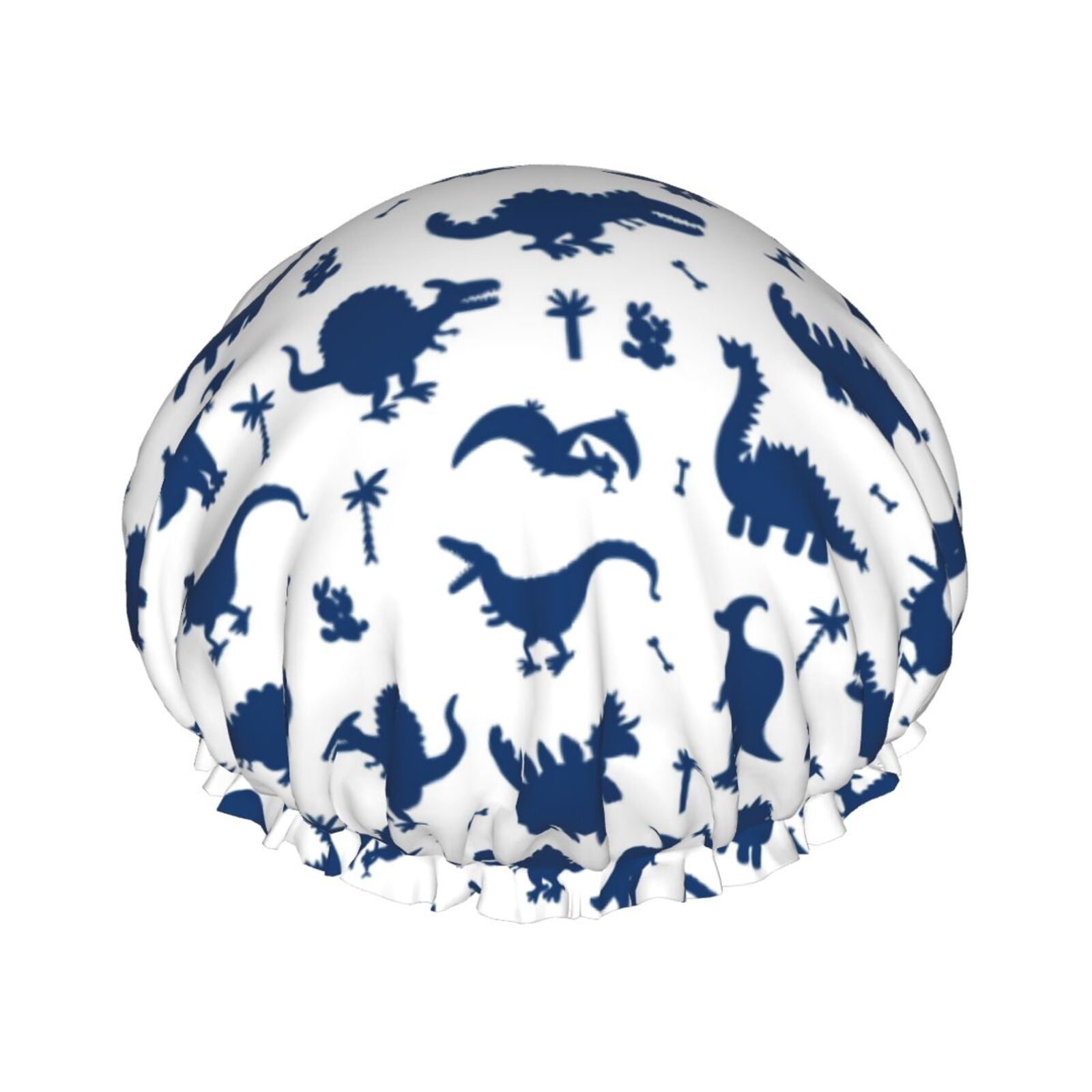 Dinosaurs Blue Silhouette Shower Cap, Double Layers Shower Cap ...