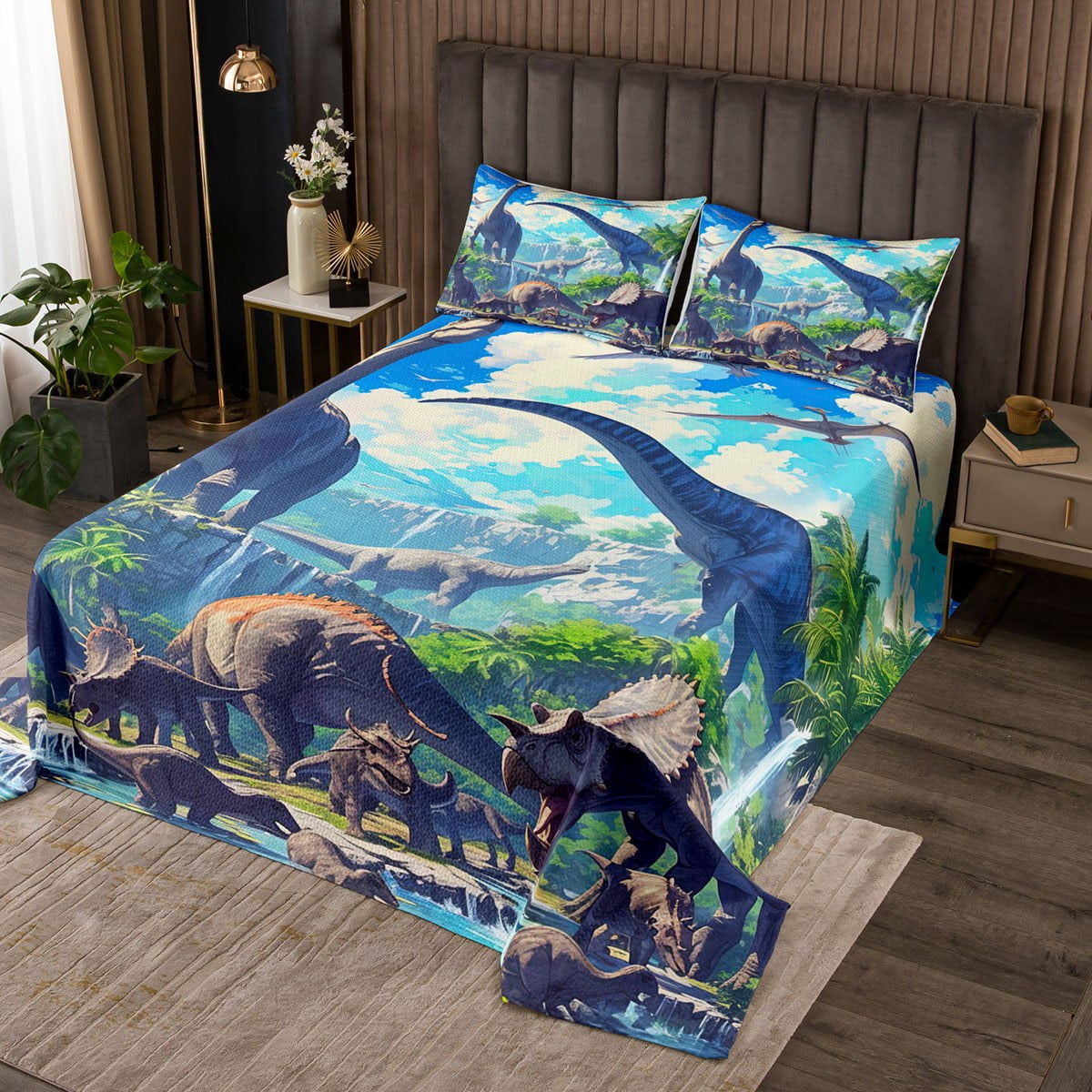 Dinosaurs Bedspread Set Twin,3D Dino Coverlet Set Dinosaurios Reptile ...