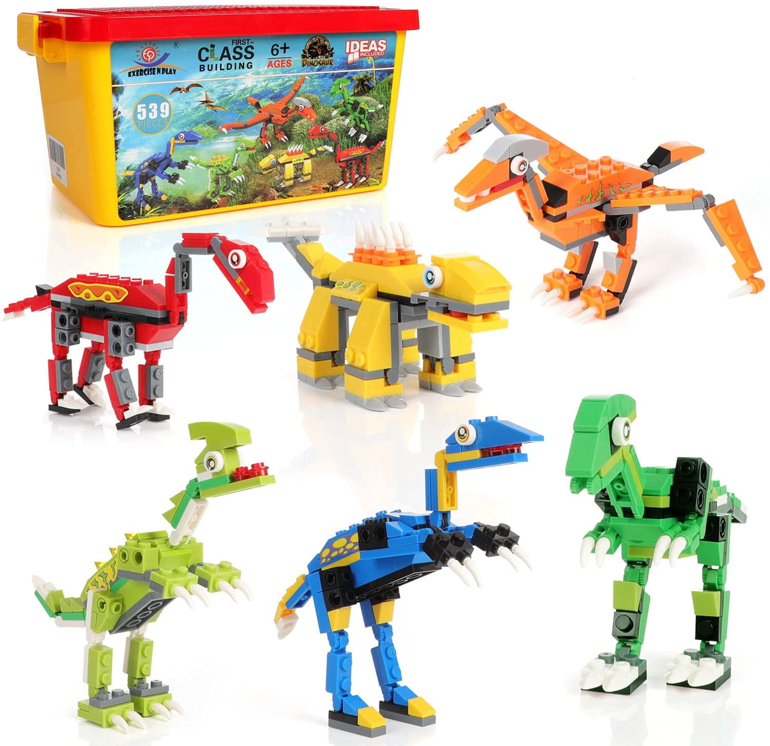 Dinosaurs Building Set Toys, 6-IN-1 Dinosaur Building Blocks Set for ...