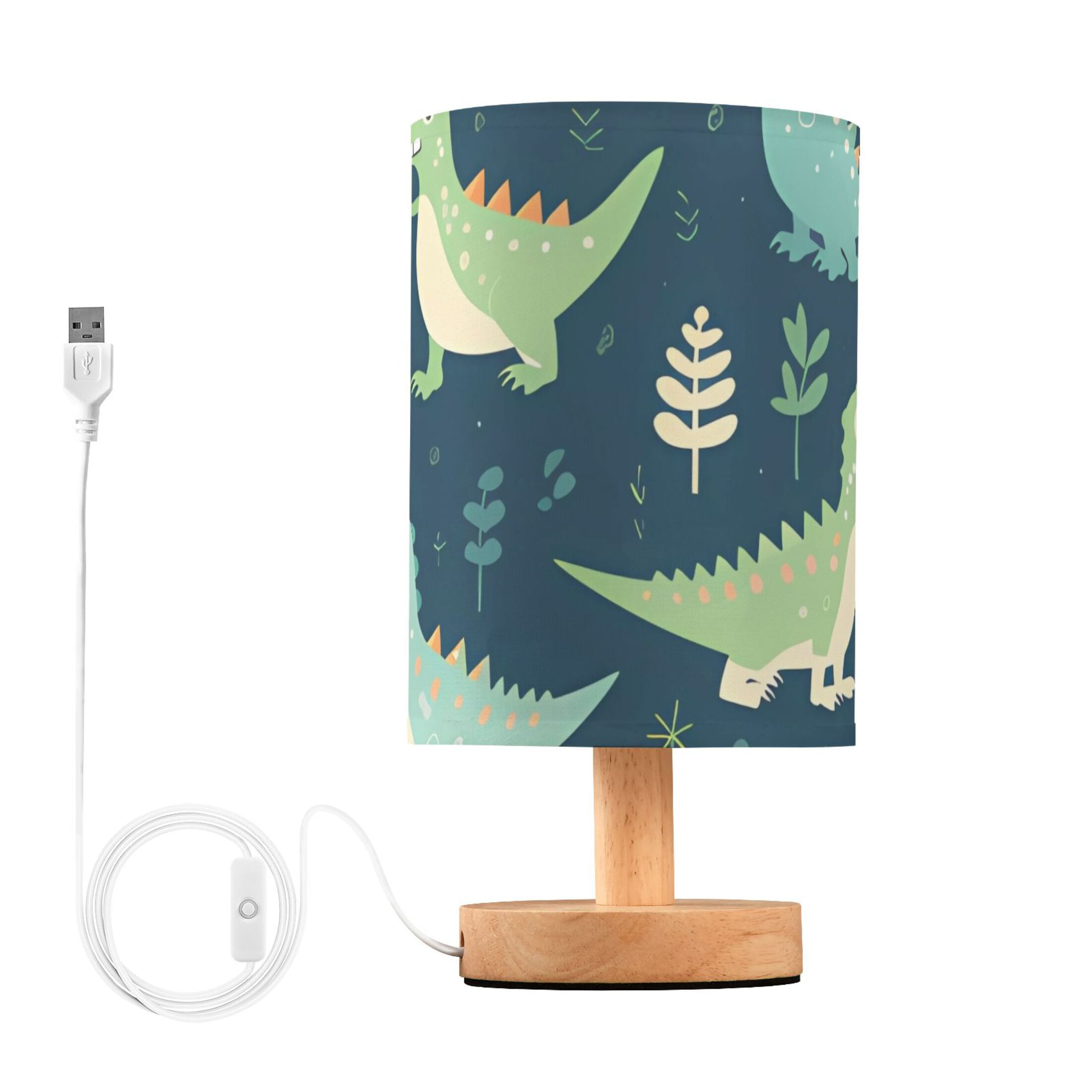 Dinosaurs Cartoon Bedside Table Lamp LED Warm Lights with USB Charging ...