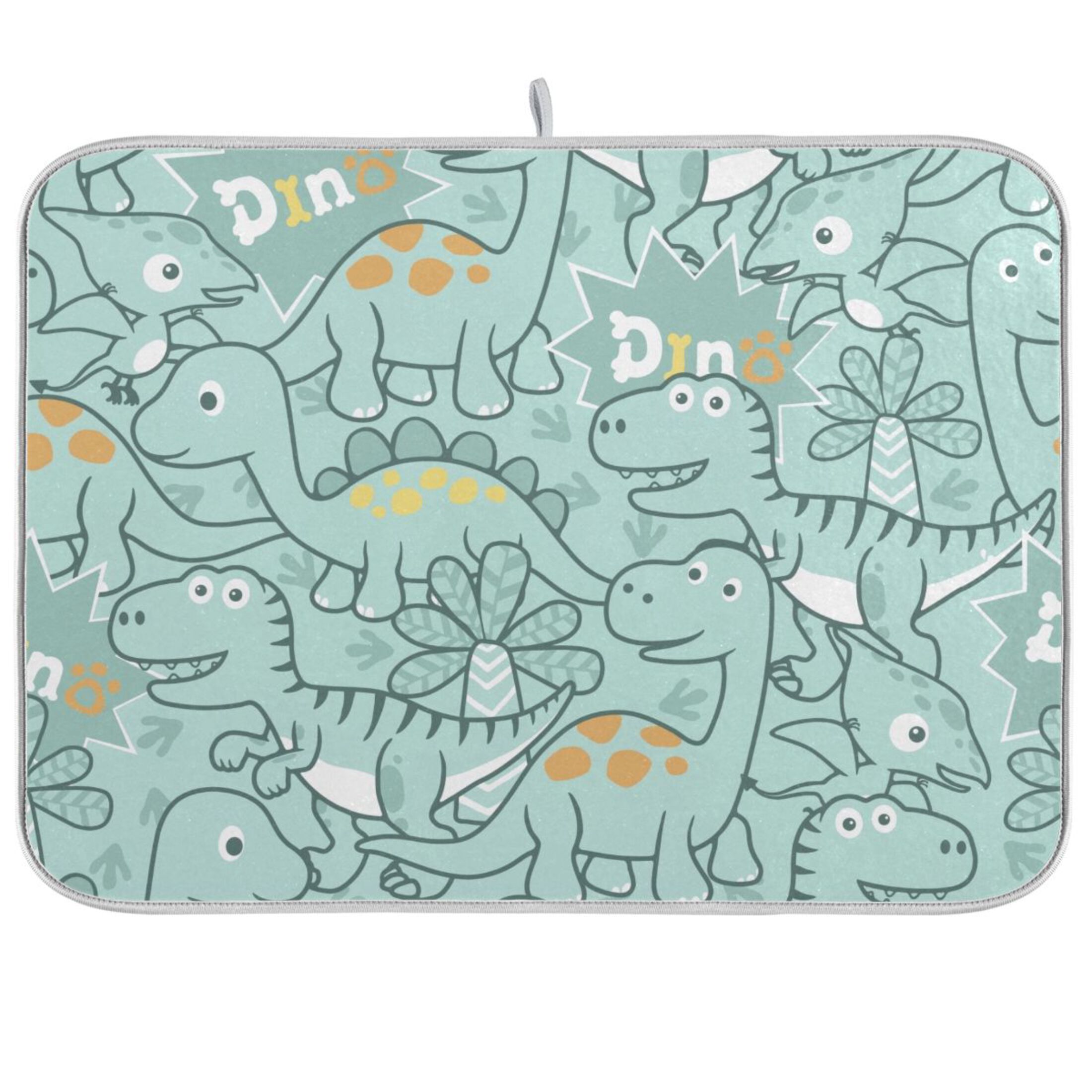 Dinosaurs Cartoon Dish Drying Mat Microfiber Kitchen Pad Large Counter ...