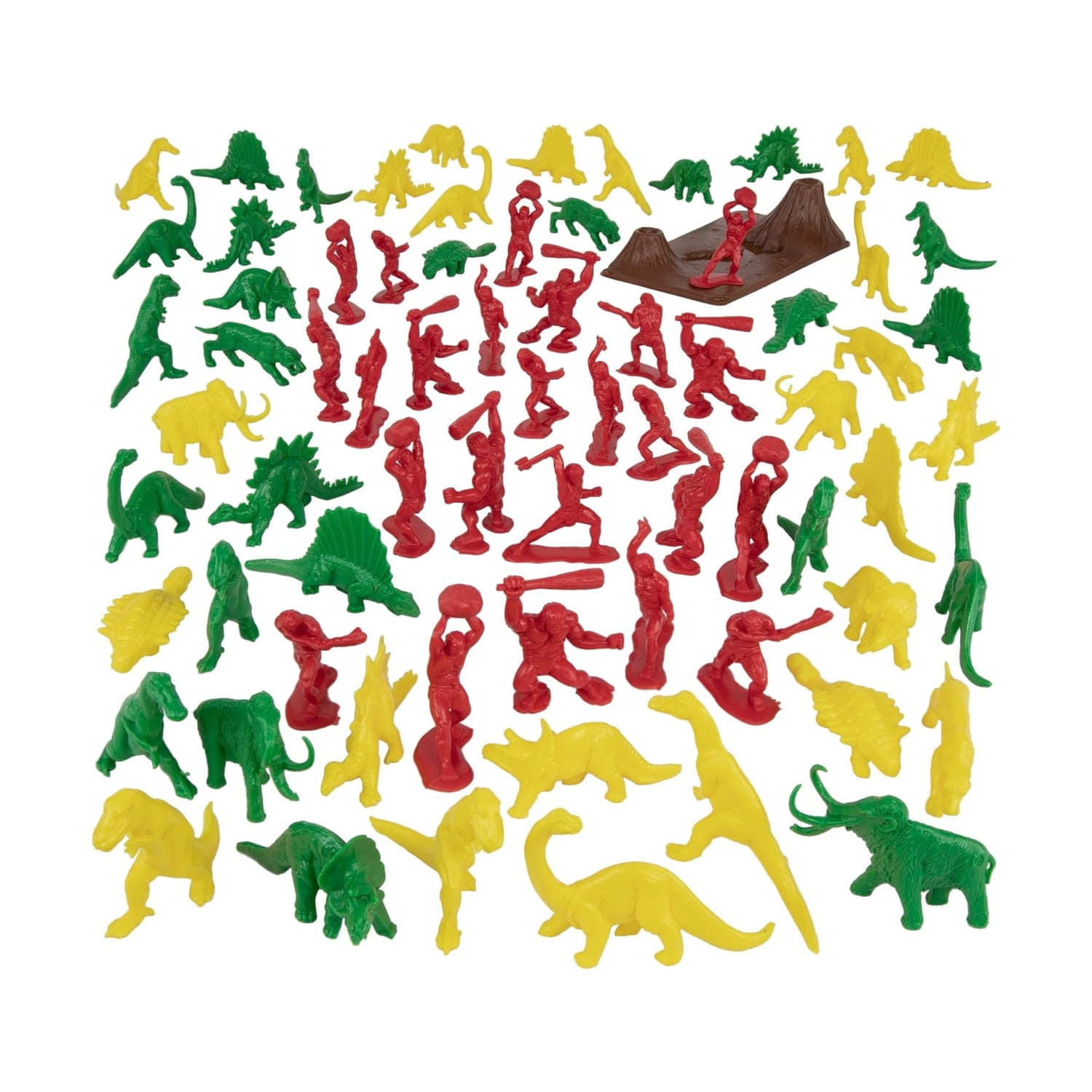 TimMee Prehistoric Plastic DINOSAUR & CAVEMAN Figures - Red, Green ...
