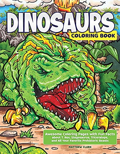 Pre-Owned Dinosaurs Coloring Book: Awesome Coloring Pages with Fun ...