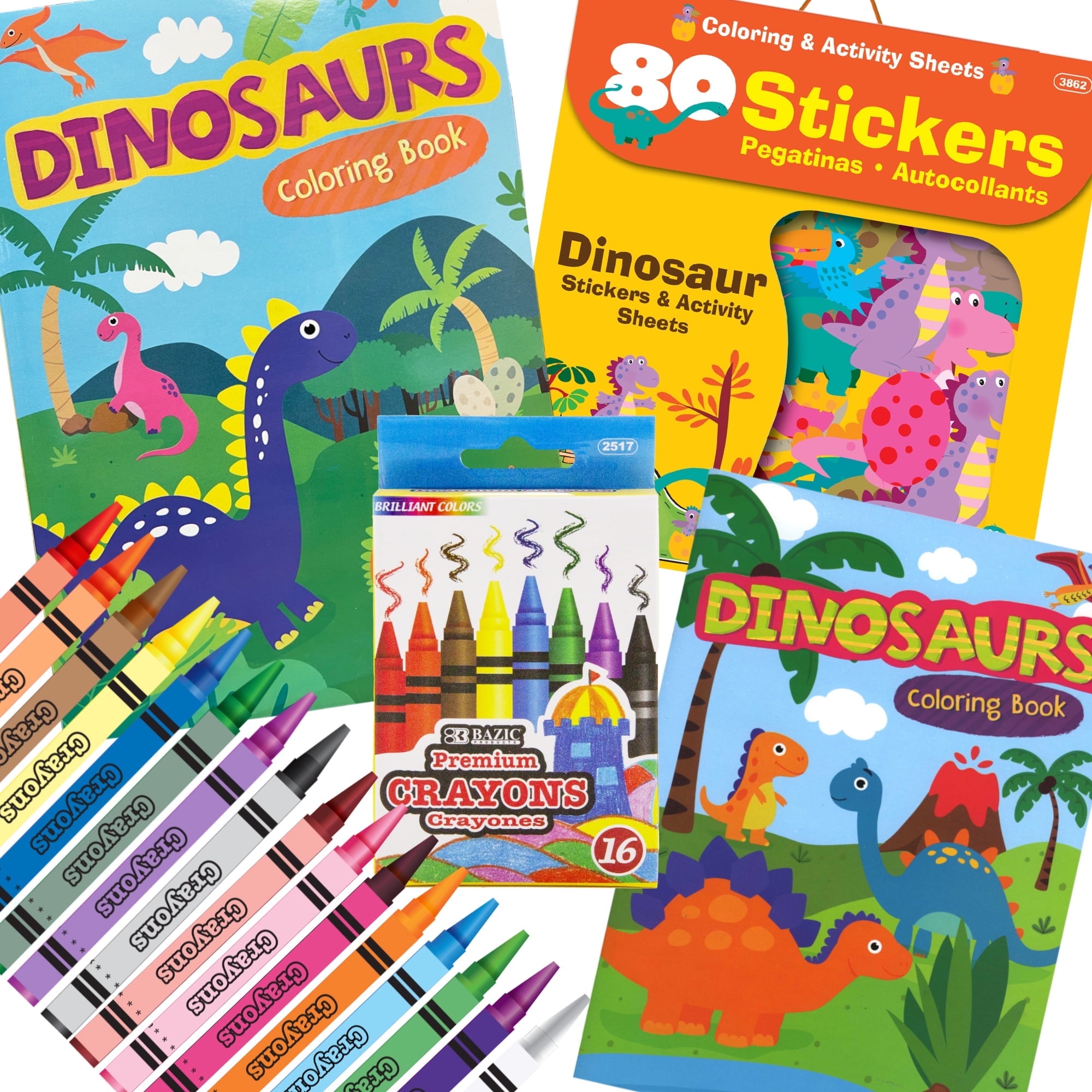 Dinosaurs Coloring and Activity Book Set, Include 2 Books, Crayons ...