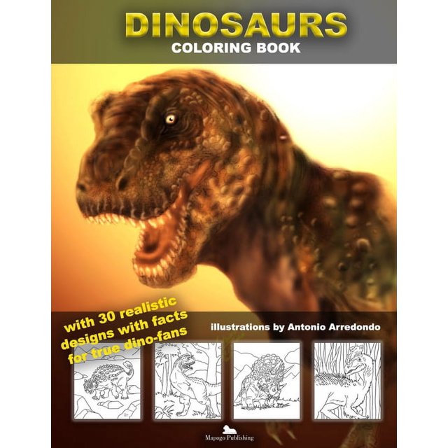 Dinosaurs Coloring book with realistic designs: With dinosaur facts ...