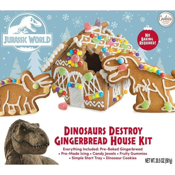 Jurassic World Dinosaur Gingerbread House Kit with Dinosaur Cookies, 20 ...