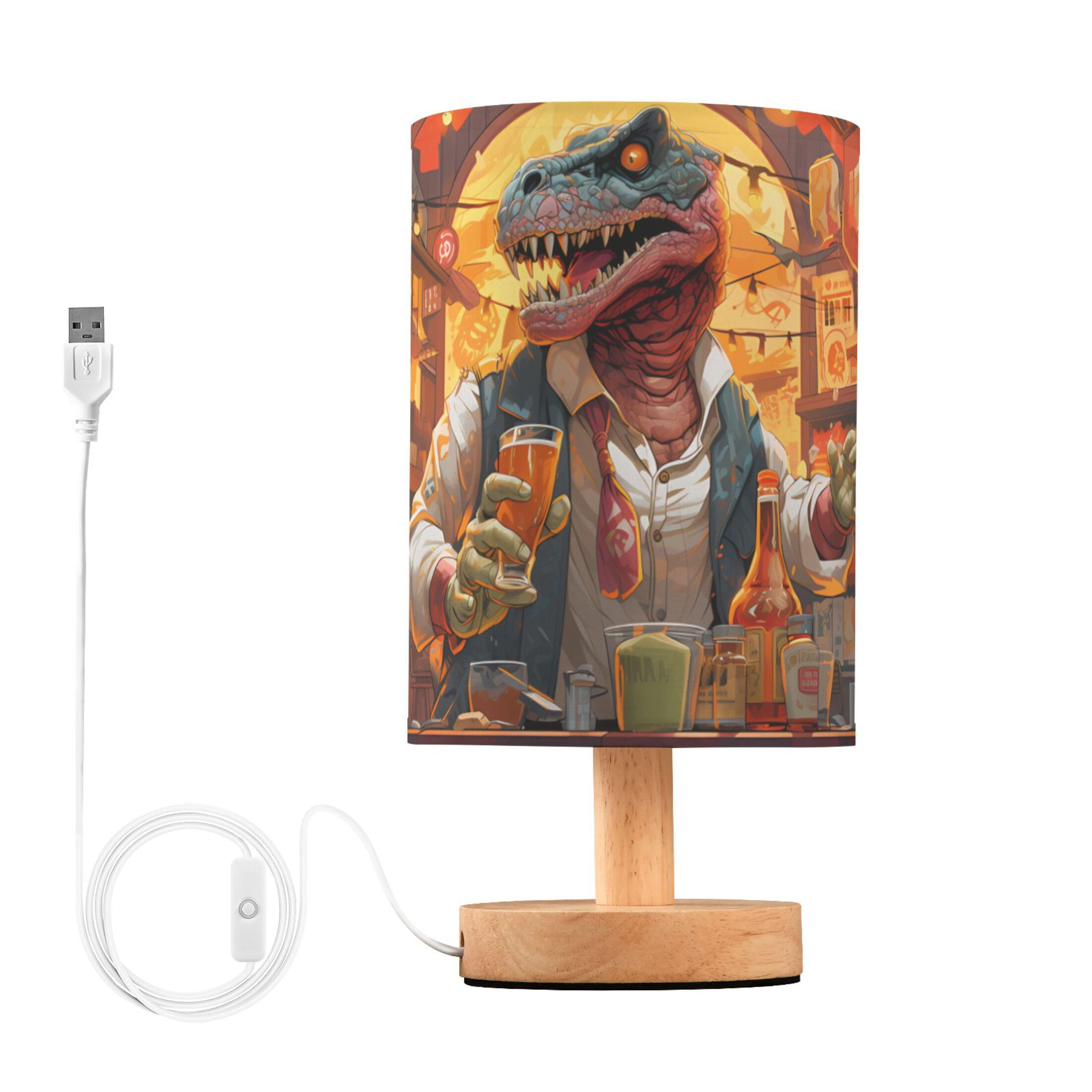 Dinosaurs Drink Desk Lamb Table Lamp USB Bedside Desk Nightstand Lamp ...