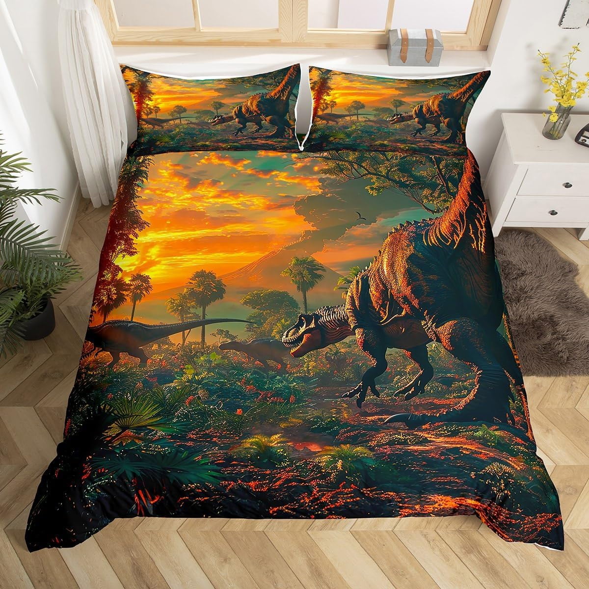 Dinosaurs Duvet Cover 3D Realistic Dinosaur Bedding Sets for Boys ...
