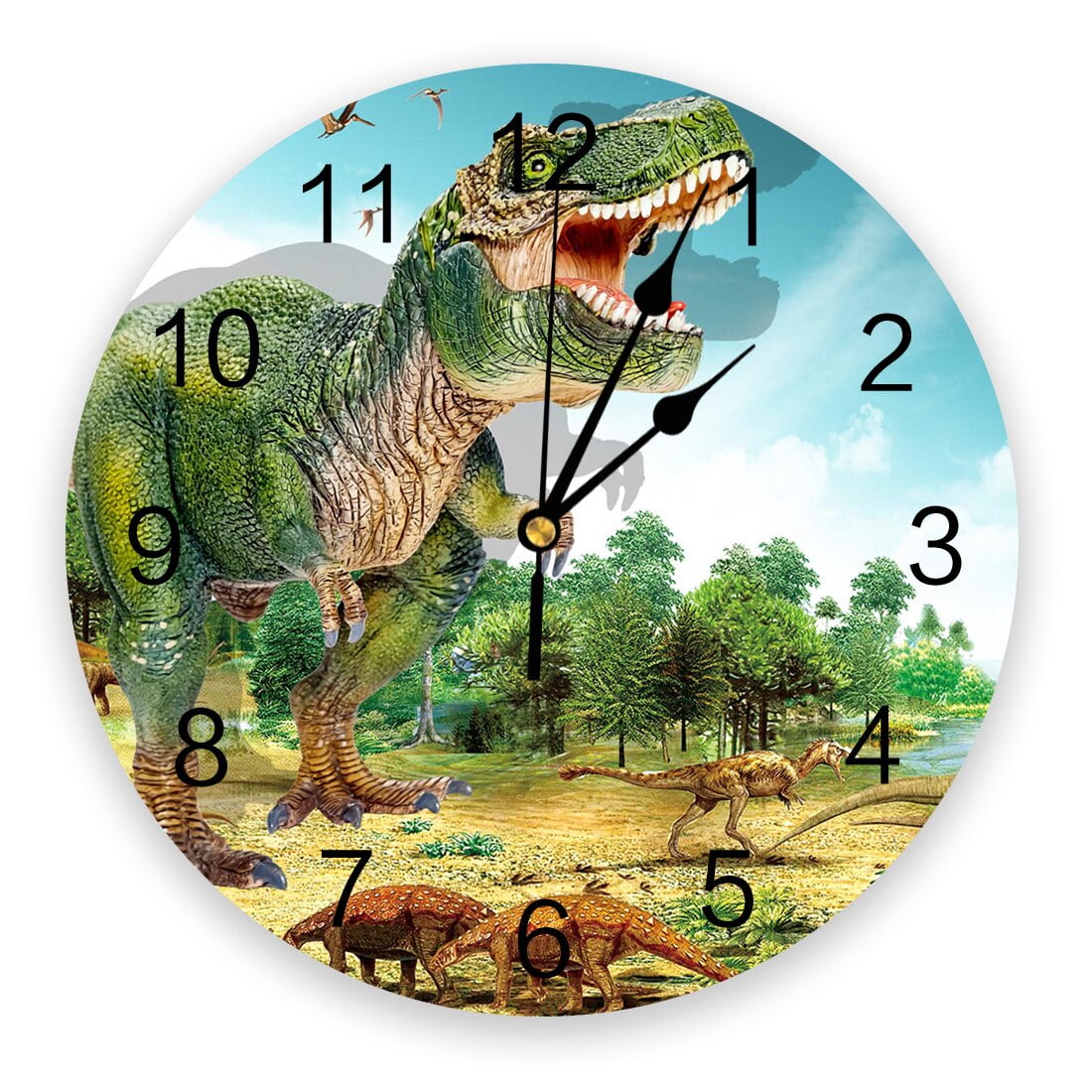 Dinosaurs Fashion Wall Clock Living Room Bedroom Hanging Table Silent ...