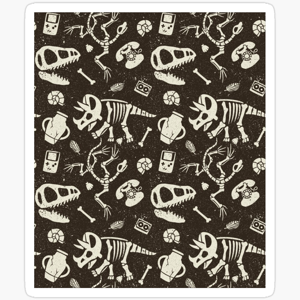 Dinosaurs Fossils Vintage Technology Pattern Sticker Phone Decal Water ...