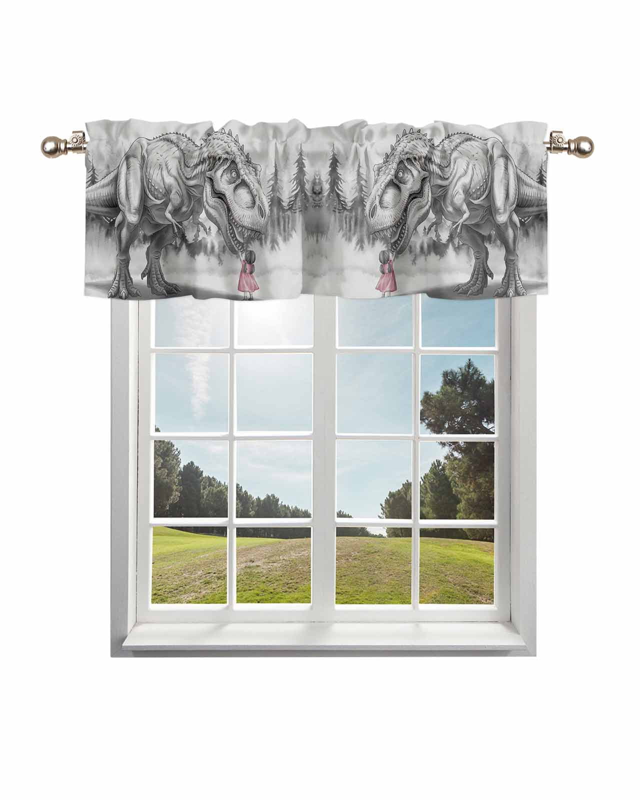 Dinosaurs Girl Curtain Valance for Windows/Living Room/Kitchen/Bathroom ...