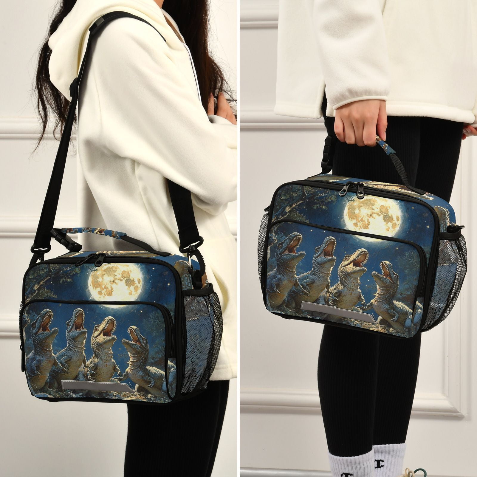 Dinosaurs Howling Moon Lunch Bag Cooler Bag Cooling Tote Portable ...