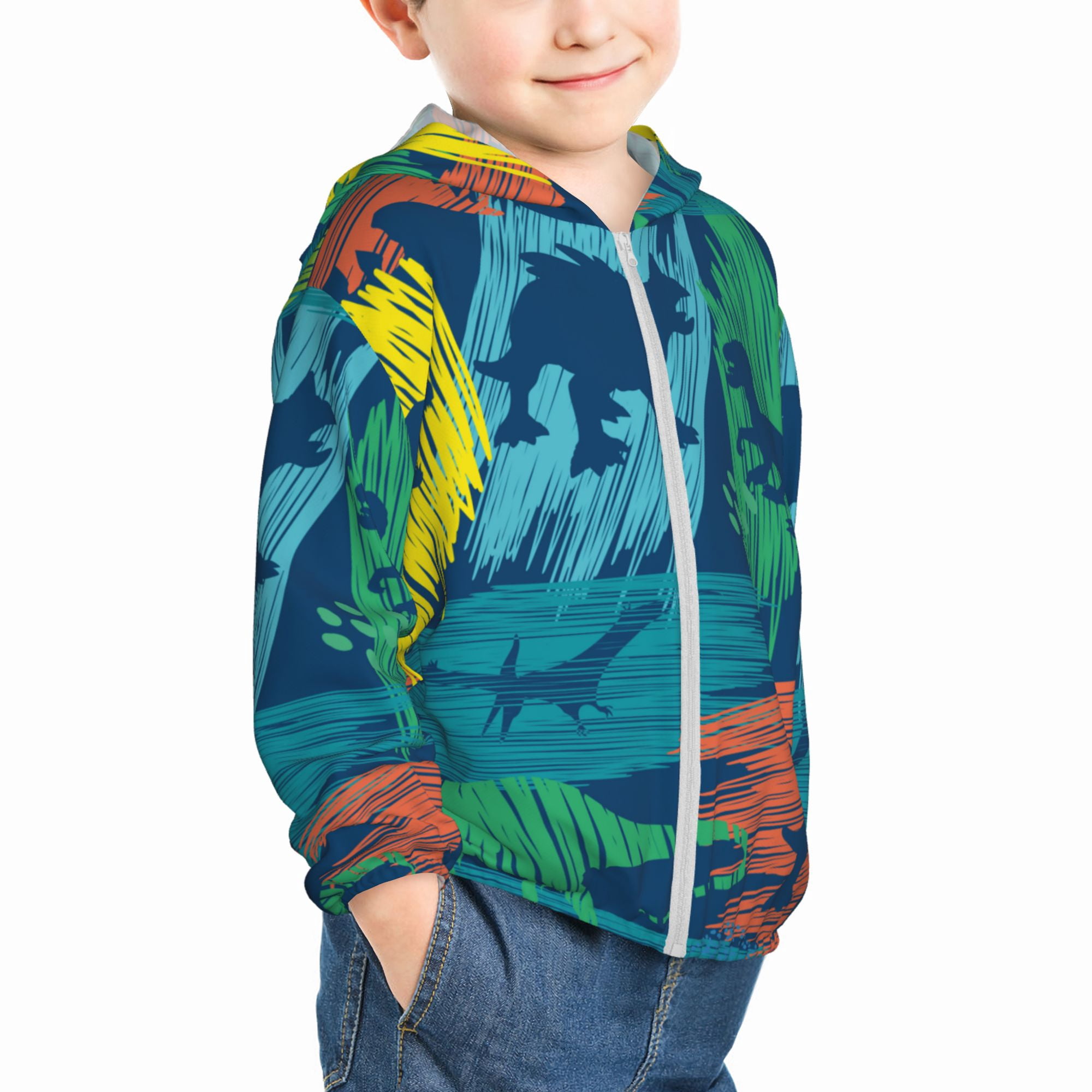 Dinosaurs Kids Zip-Up Hoodie Girls Boys Sun Protection Jacket Hooded ...