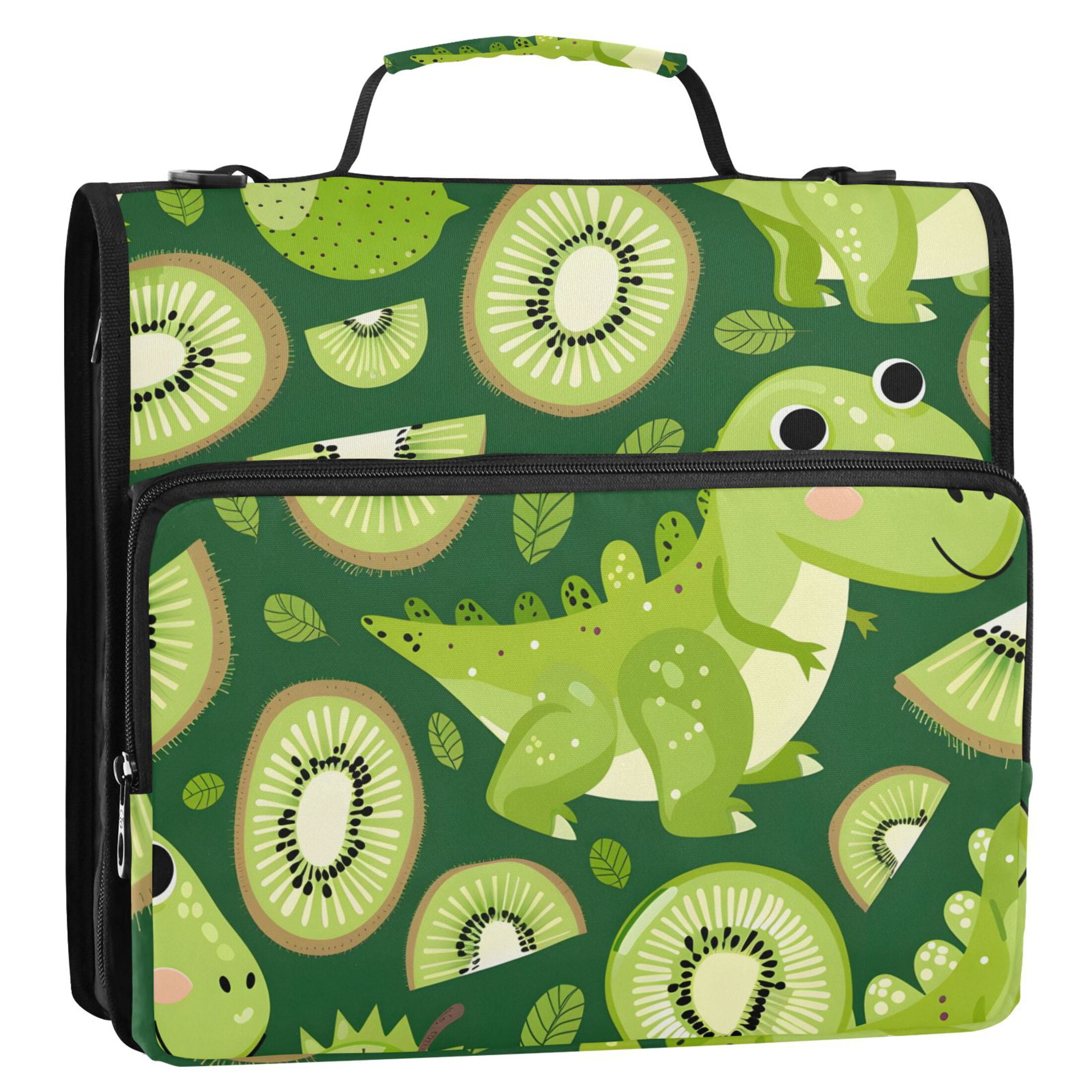 Dinosaurs Kiwi Leaves Cartoon Binder Bag with Shoulder Strap 3 Ring ...