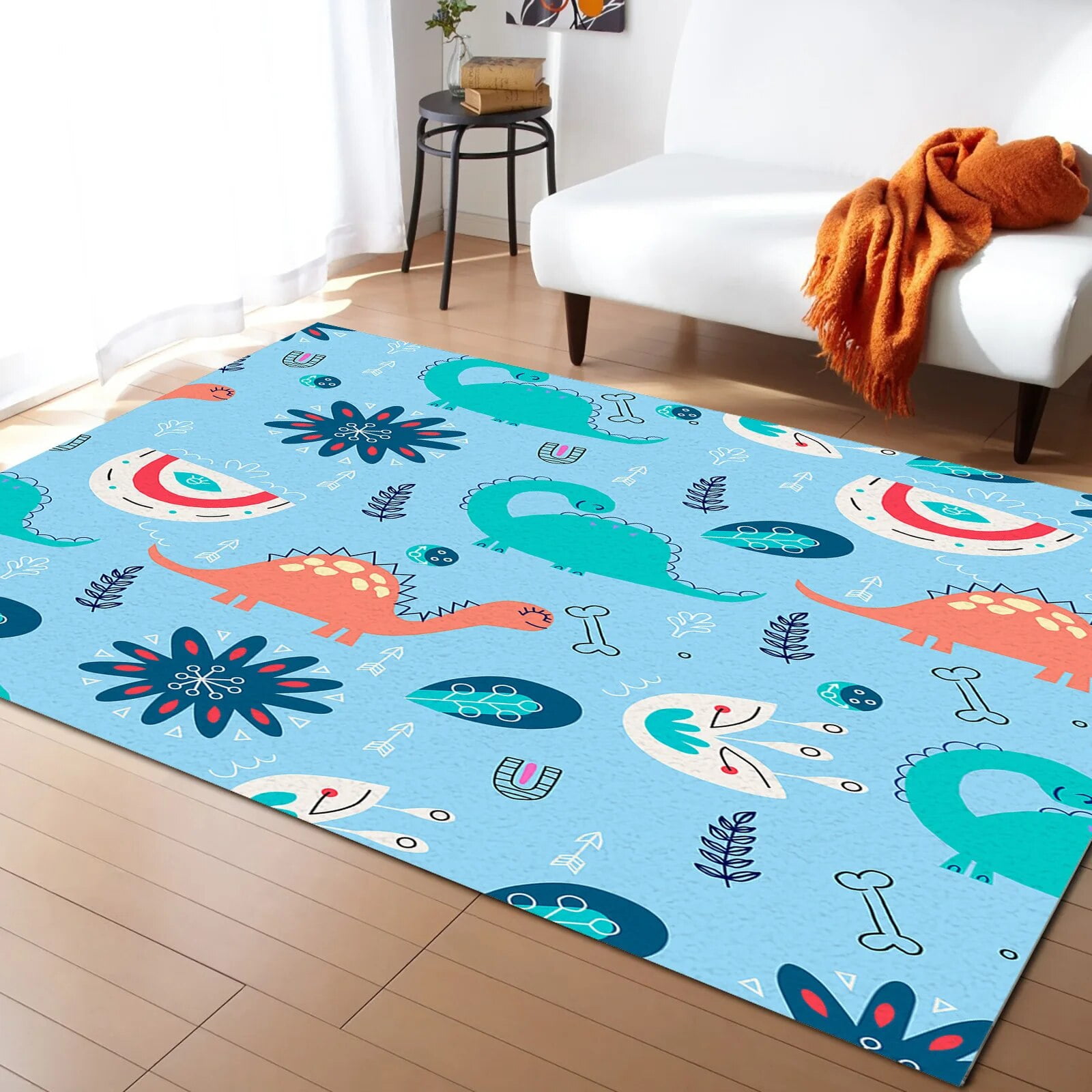 Dinosaurs Lines Flower Bs Living Room Carpet Coffee Table Floor Mat ...