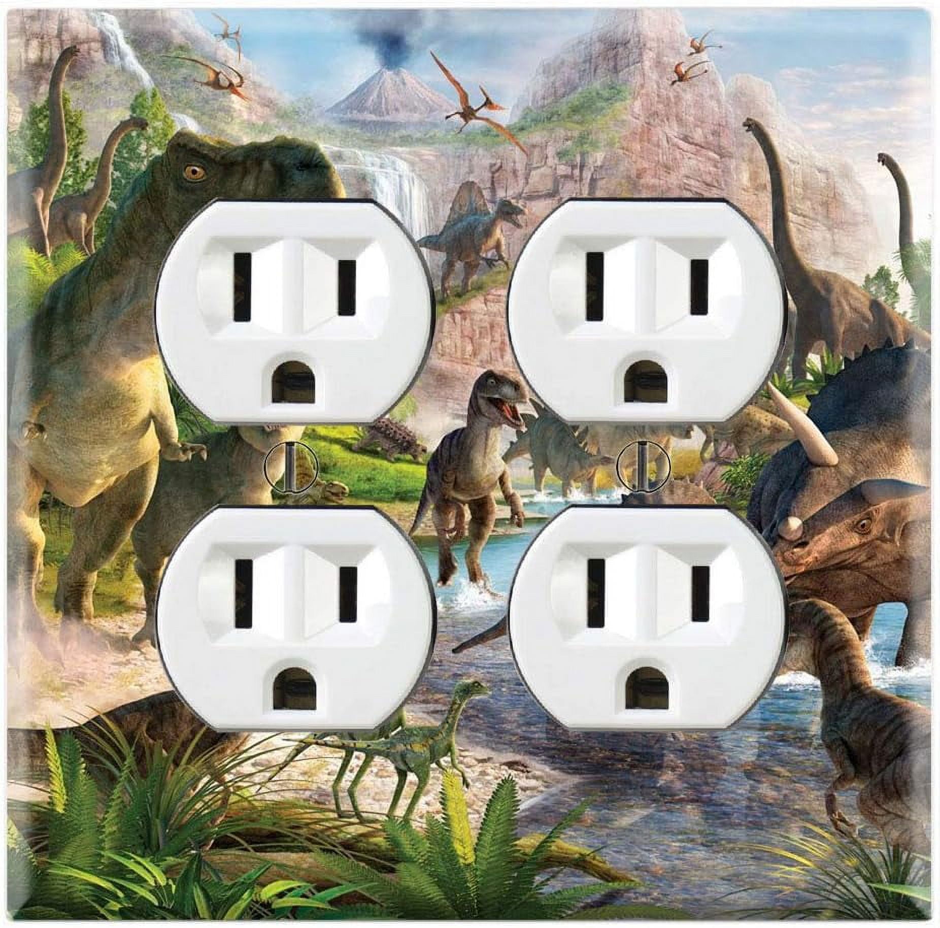 Dinosaurs Majungasaurus Tyrannosaurus Quadplex Outlet Wall Plate Cover ...