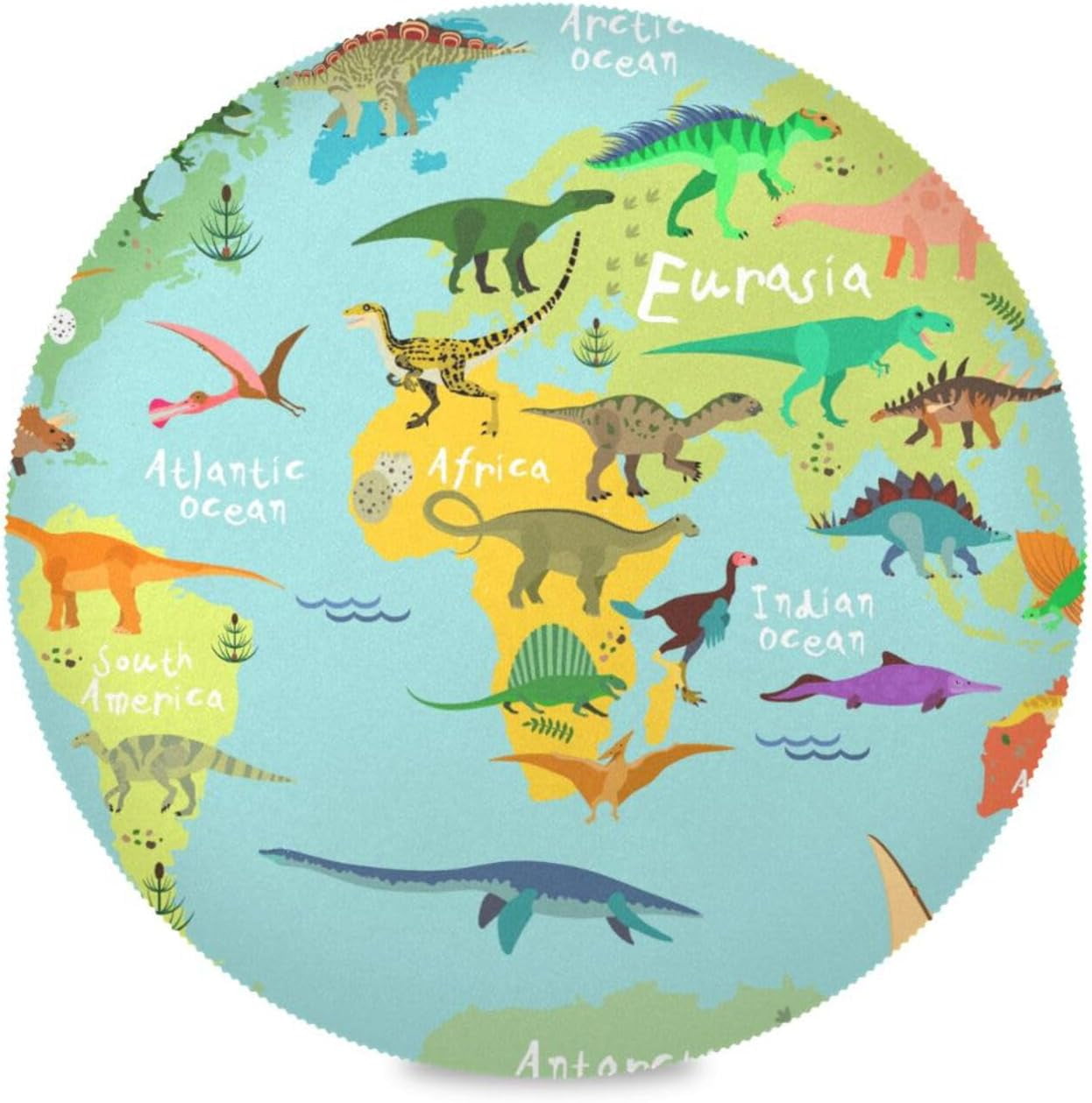 Dinosaurs Map Round Placemats Washable Placemats Non-Slip Heat ...