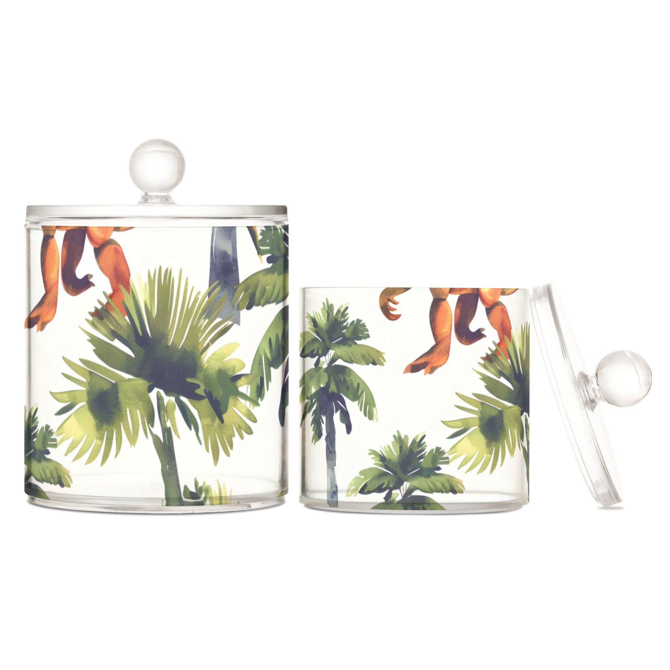 Dinosaurs Palm Trees Watercolor Translucent Plastic Cans Storage ...