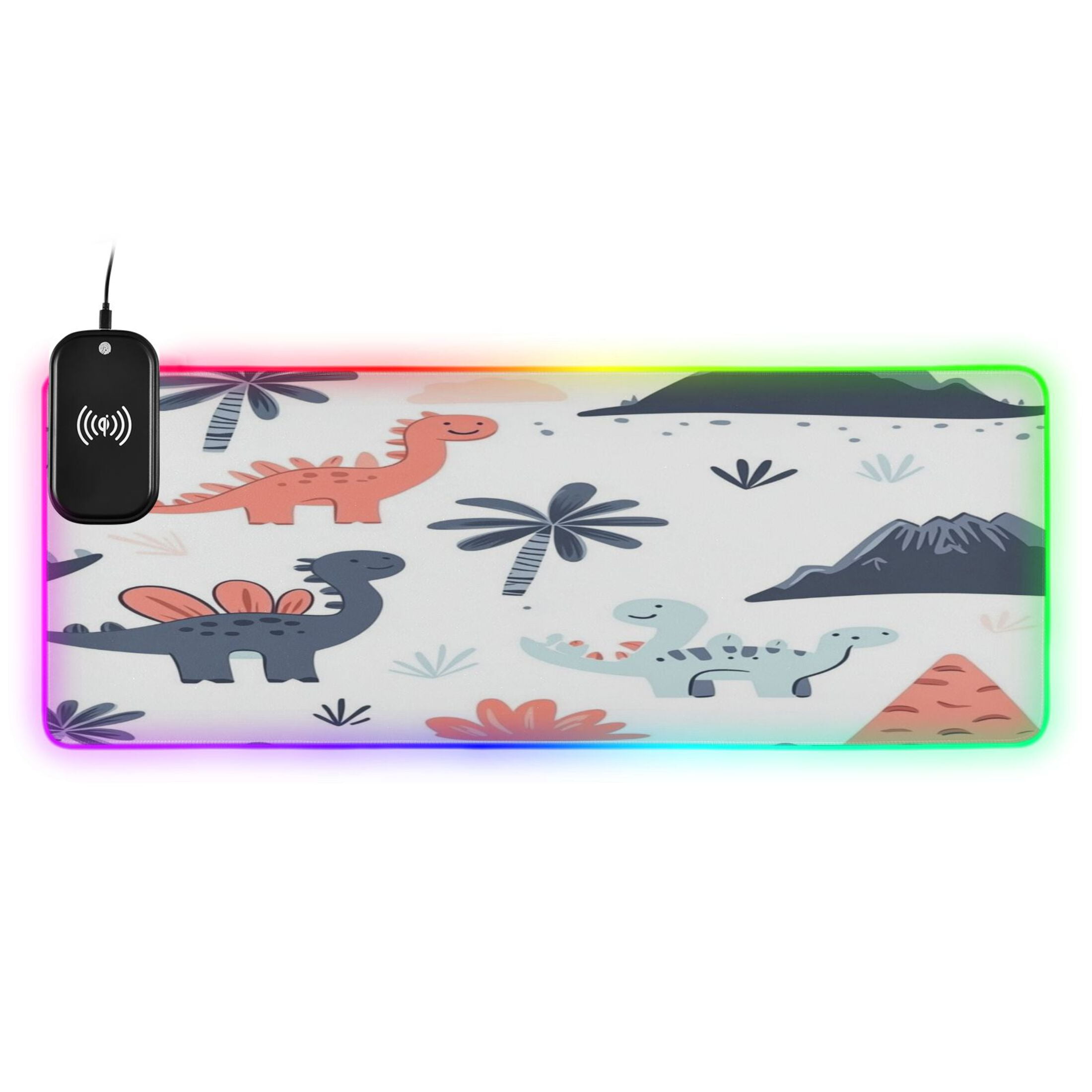 Dinosaurs Pattern Large RGB Gaming Mouse Pad with Fast Wireless ...