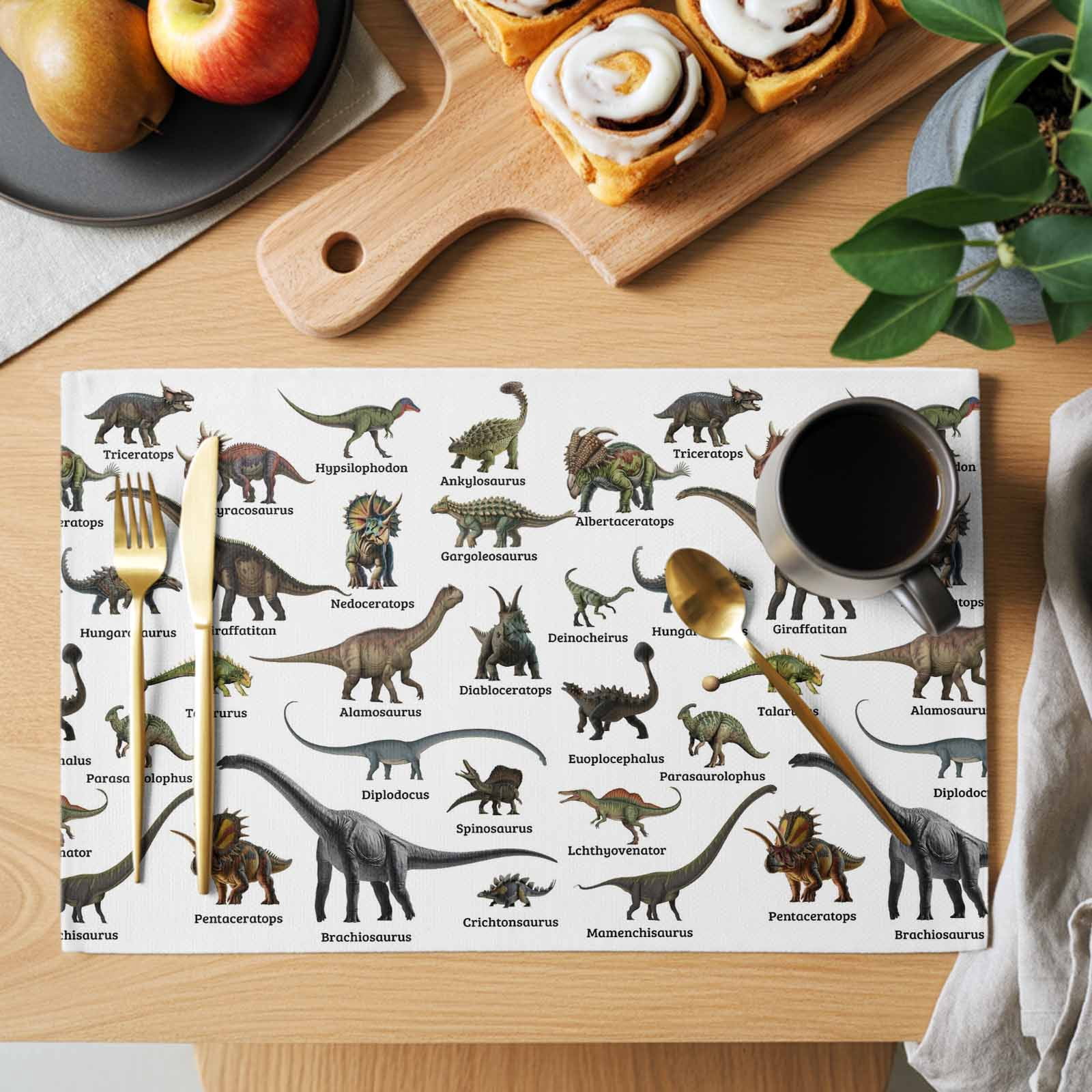Dinosaurs Placemats Set of 1, Vintage Major Dinosaur Groups of Jurassic ...