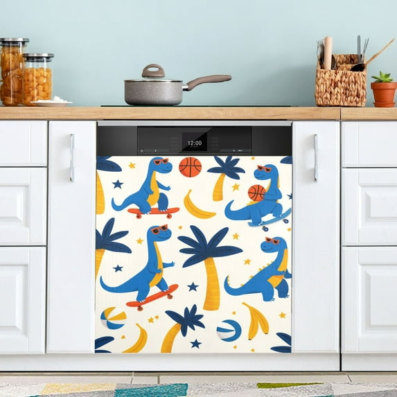 Dinosaurs Playing Basketball Trees Dishwasher Magnet Refrigerator ...