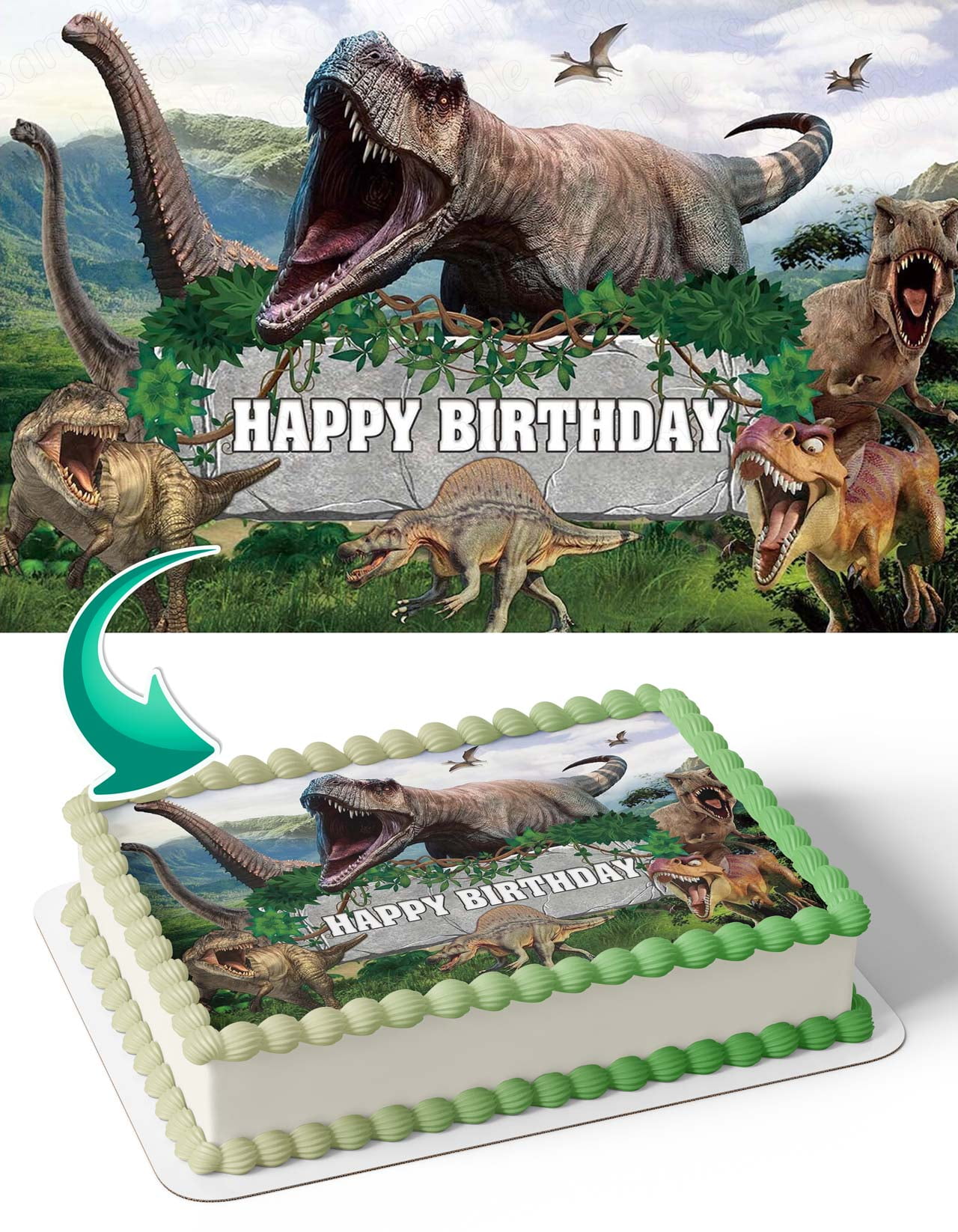Dinosaurs Prehistoric Planet Trex GB Edible Cake Image Topper Birthday ...