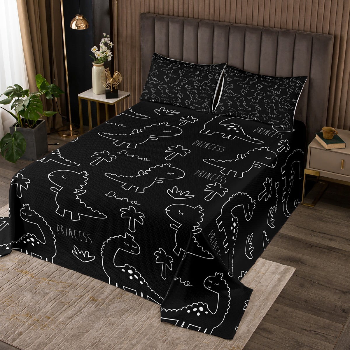 Dinosaurs Queen Bedspread Set for Boys,Cartoon Dinosaur Coverlet Set ...