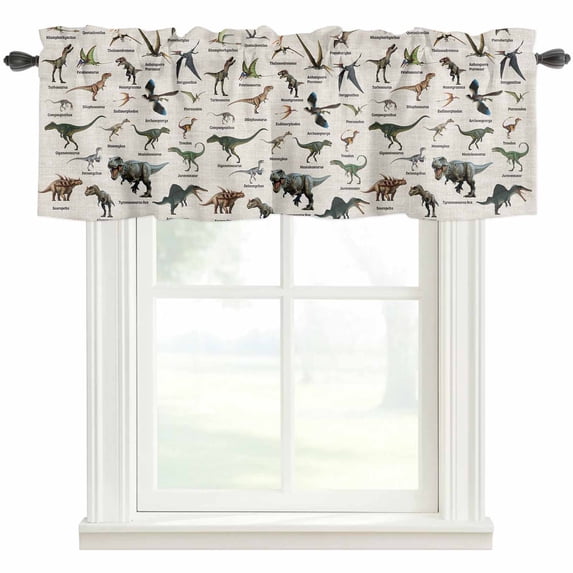 Dinosaurs Rod Pocket Curtain Valance, Natural Primitive Wild Animals ...