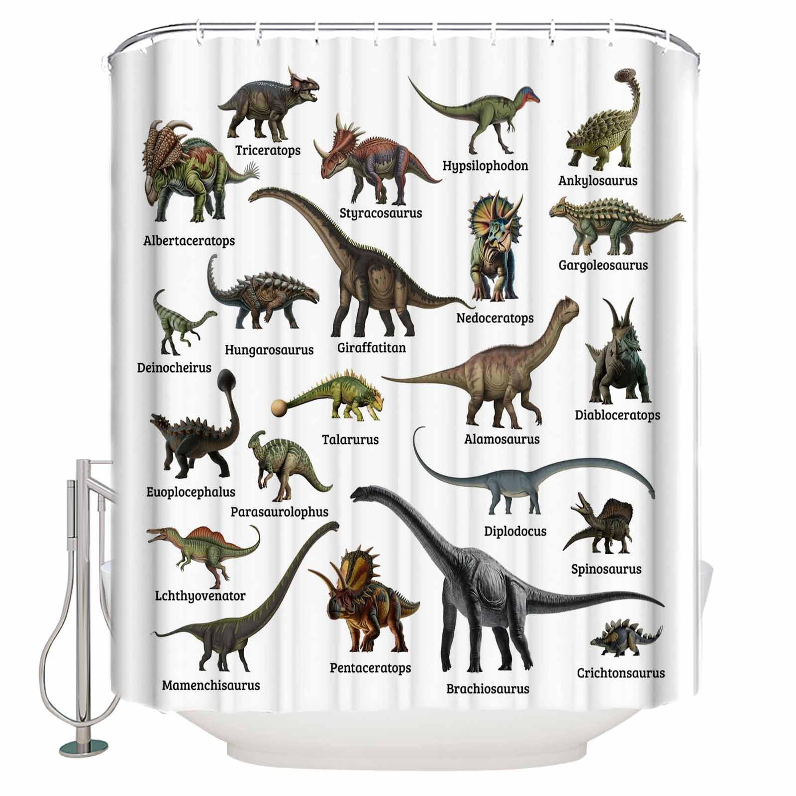 Dinosaurs Shower Curtain Set ，Waterproof Fabric Shower Curtains Vintage ...