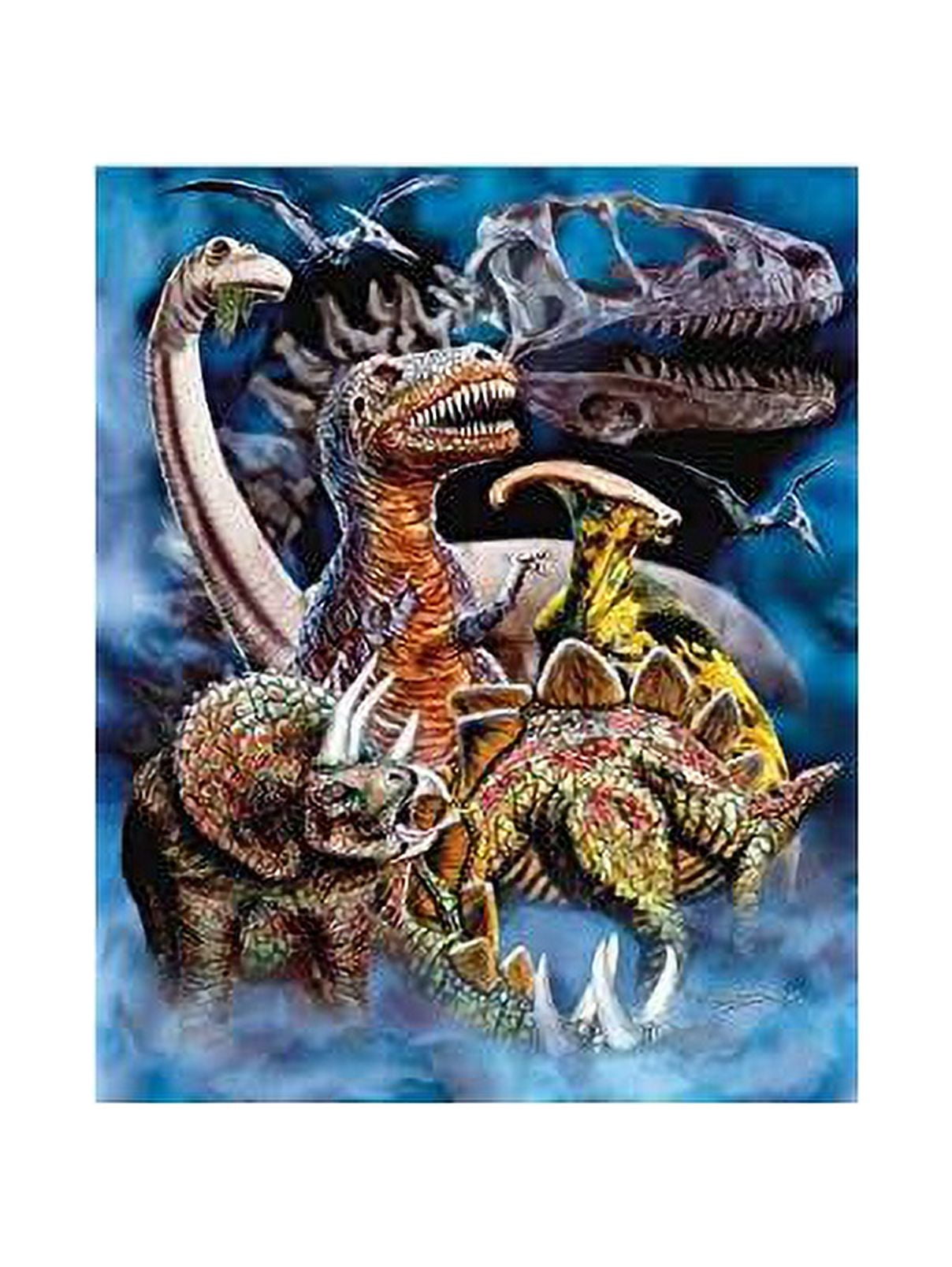 Dinosaurs Signature Collection Queen Size Reversible Plush Blanket 79 ...