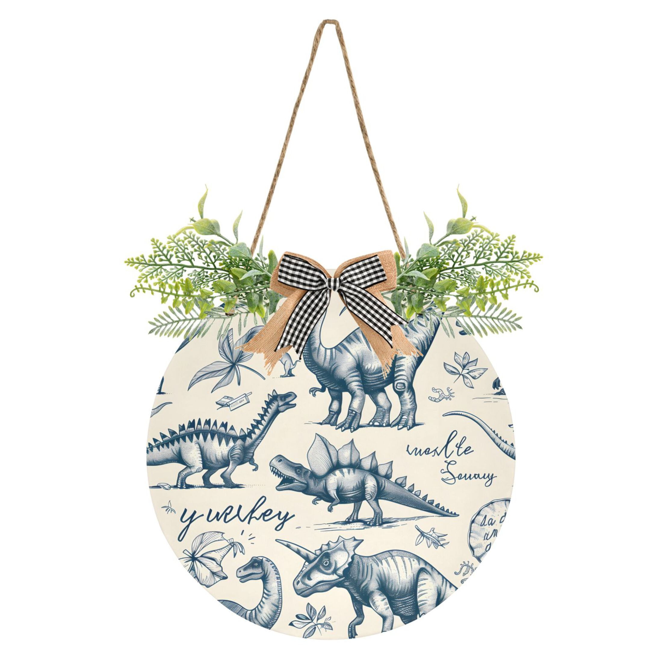 Dinosaurs Sketch Art Welcome Front Door Sign Round 12 inch Porch ...