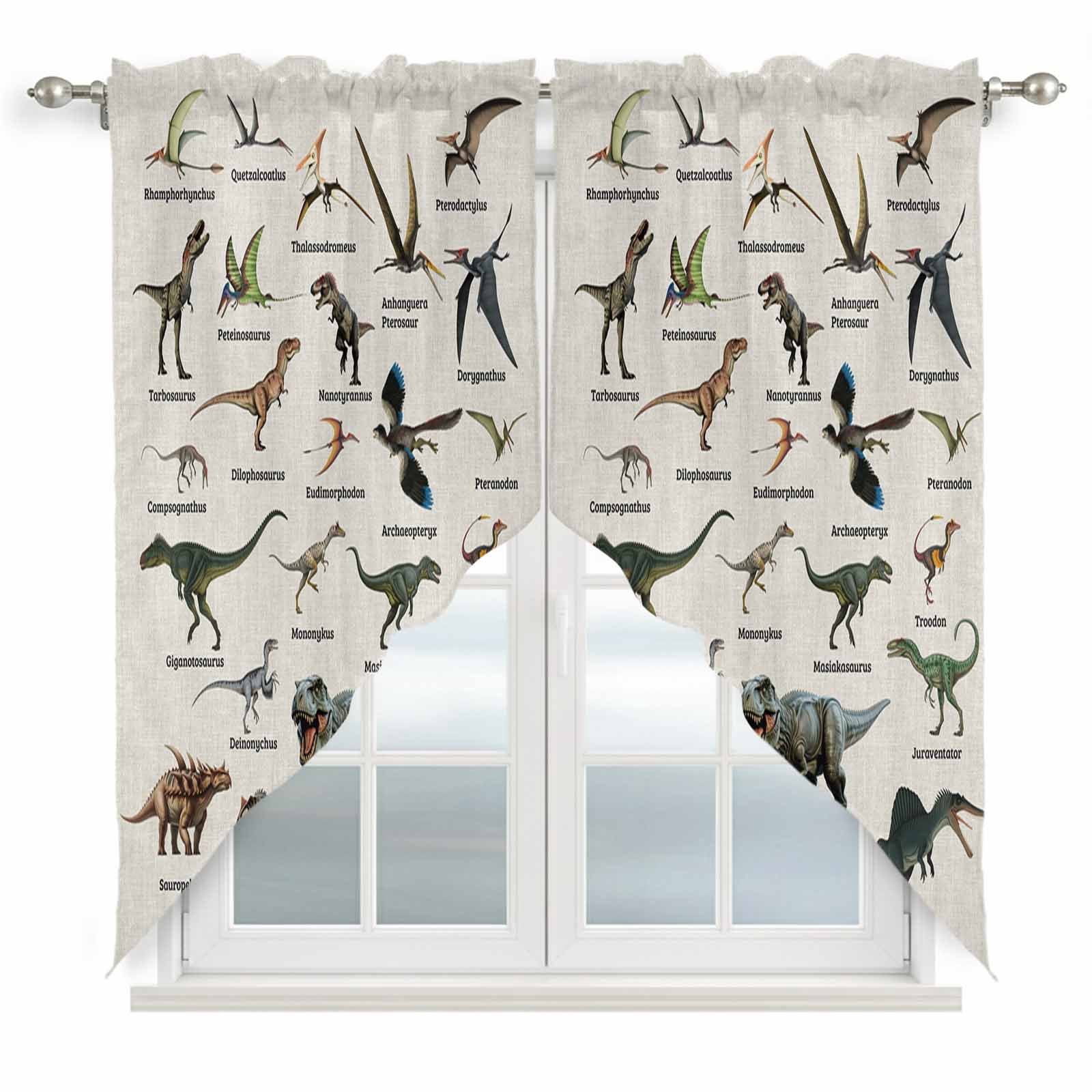 Dinosaurs Swag Valances for Windows 2 Pack, Kitchen Window Curtains 36 ...