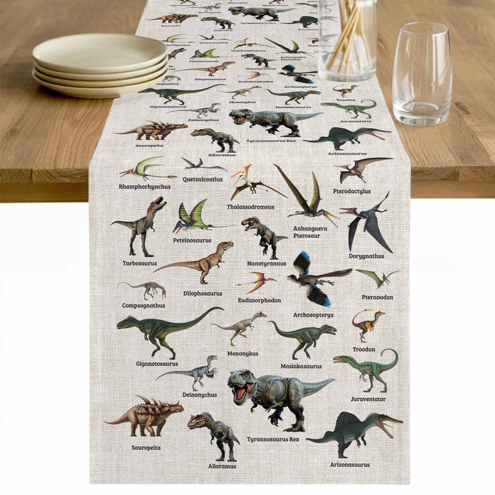 Dinosaurs Table Runner 108 Inches Long Farmhouse Dress Scarves, Natural ...