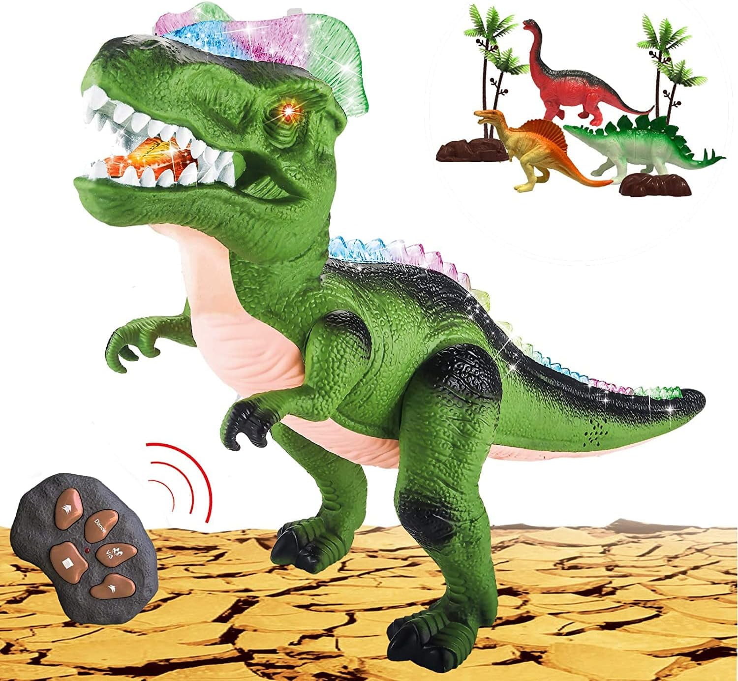 Dinosaurs Toy Remote Control for Kids Electronic Pets with LED Light Up ...