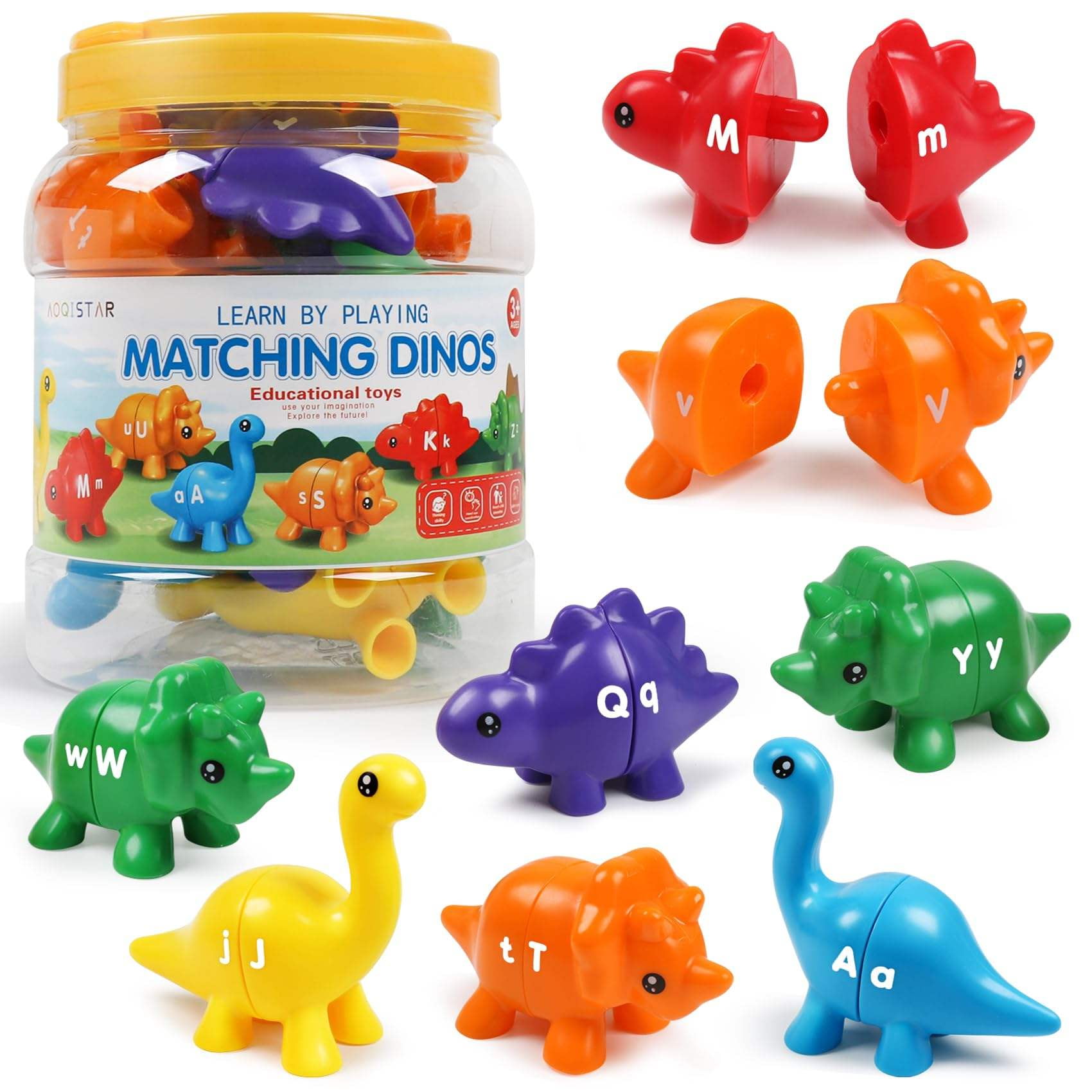 ANTIC DUCK Dinosaurs Toys for Kids, Montessori Alphabet Matching Games ...