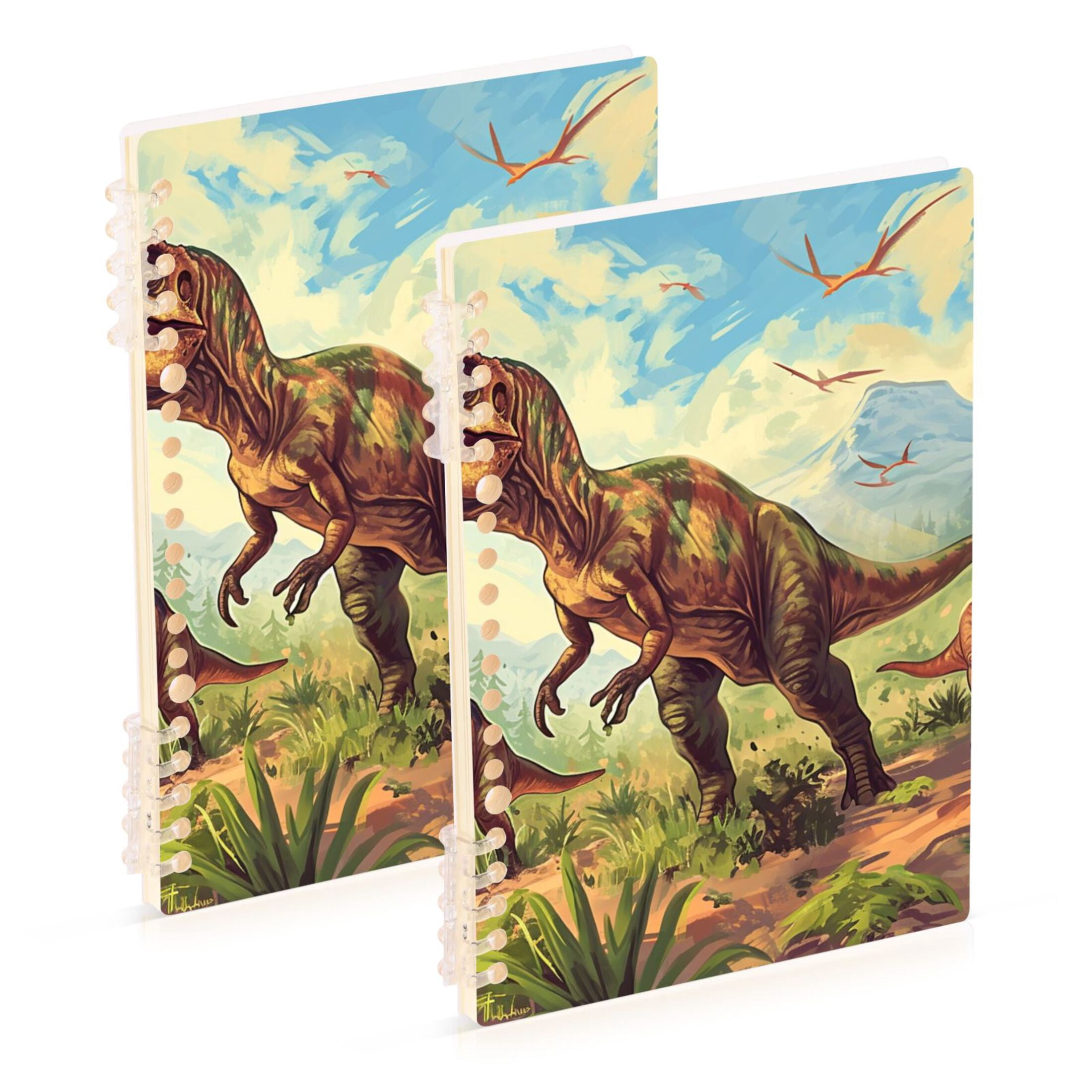 Dinosaurs Trees Leaves Sky Ring Binder Notebook Journey Note Diary ...