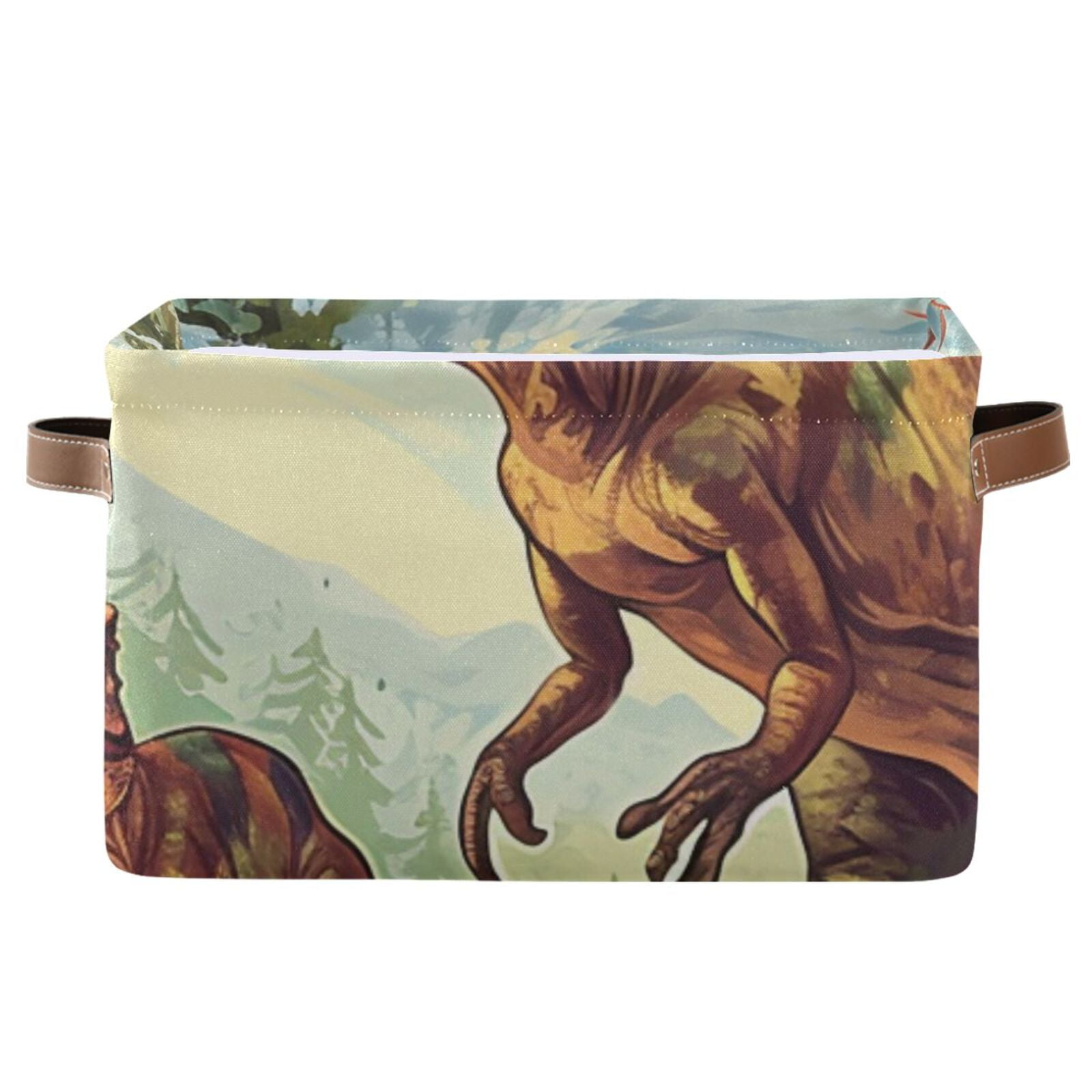 Dinosaurs Trees Leaves Sky Storage Bins Baskets With Handles Storage ...
