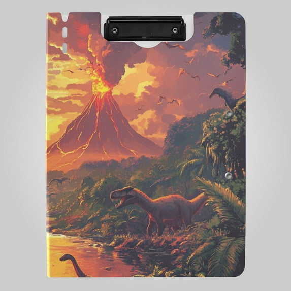 Dinosaurs Volcanic Eruption Foldable Binder Folder Clipboard with Pen ...