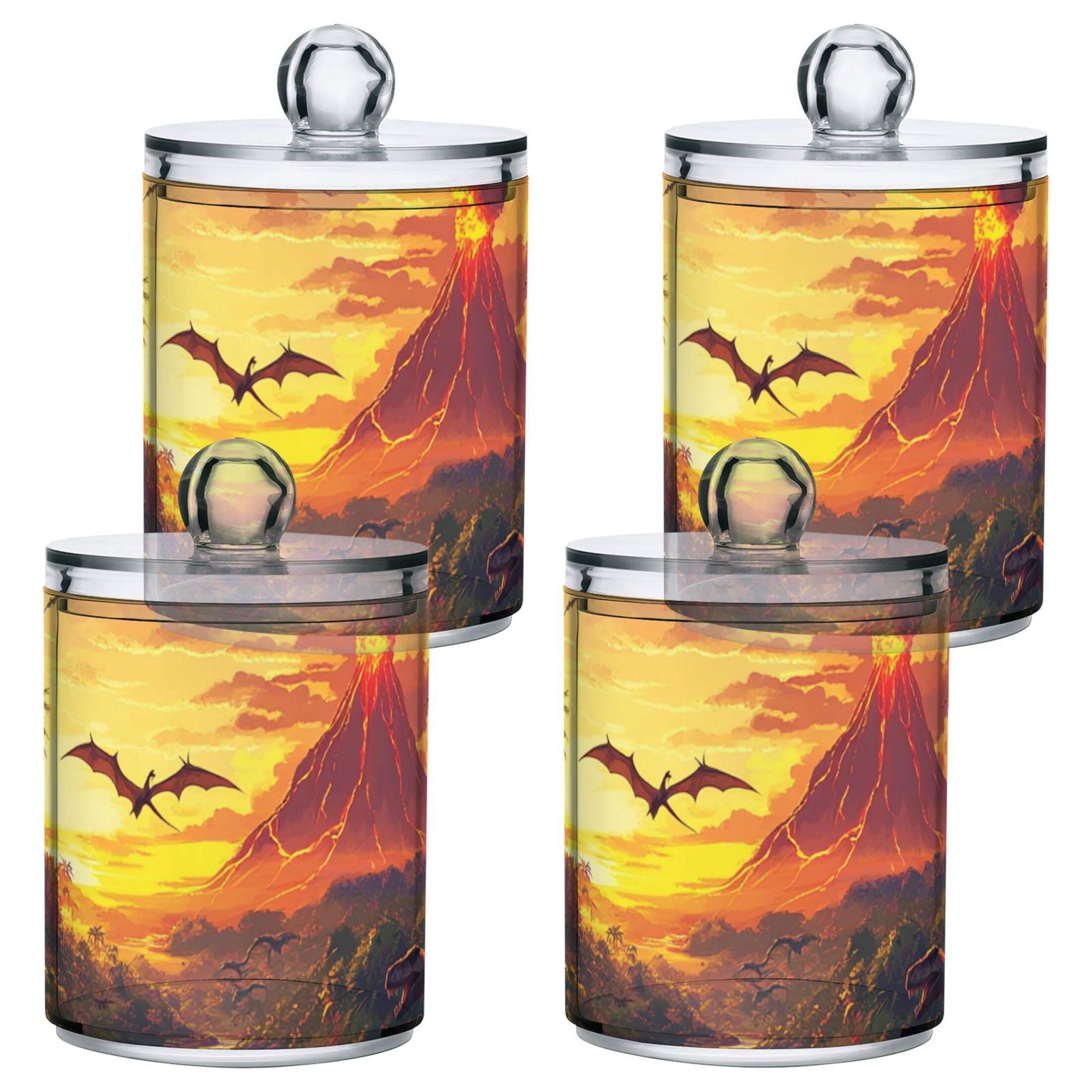 Dinosaurs Volcanic Eruption Forest Translucent Plastic Cans Storage ...