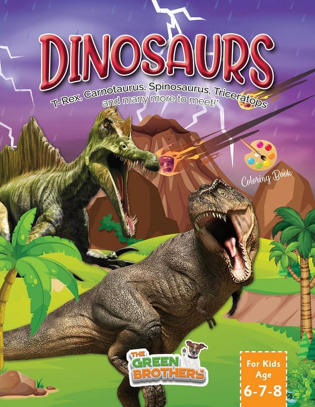 Dinosaurs coloring book for kids age 6-7-8, T-Rex Carnotaurus ...