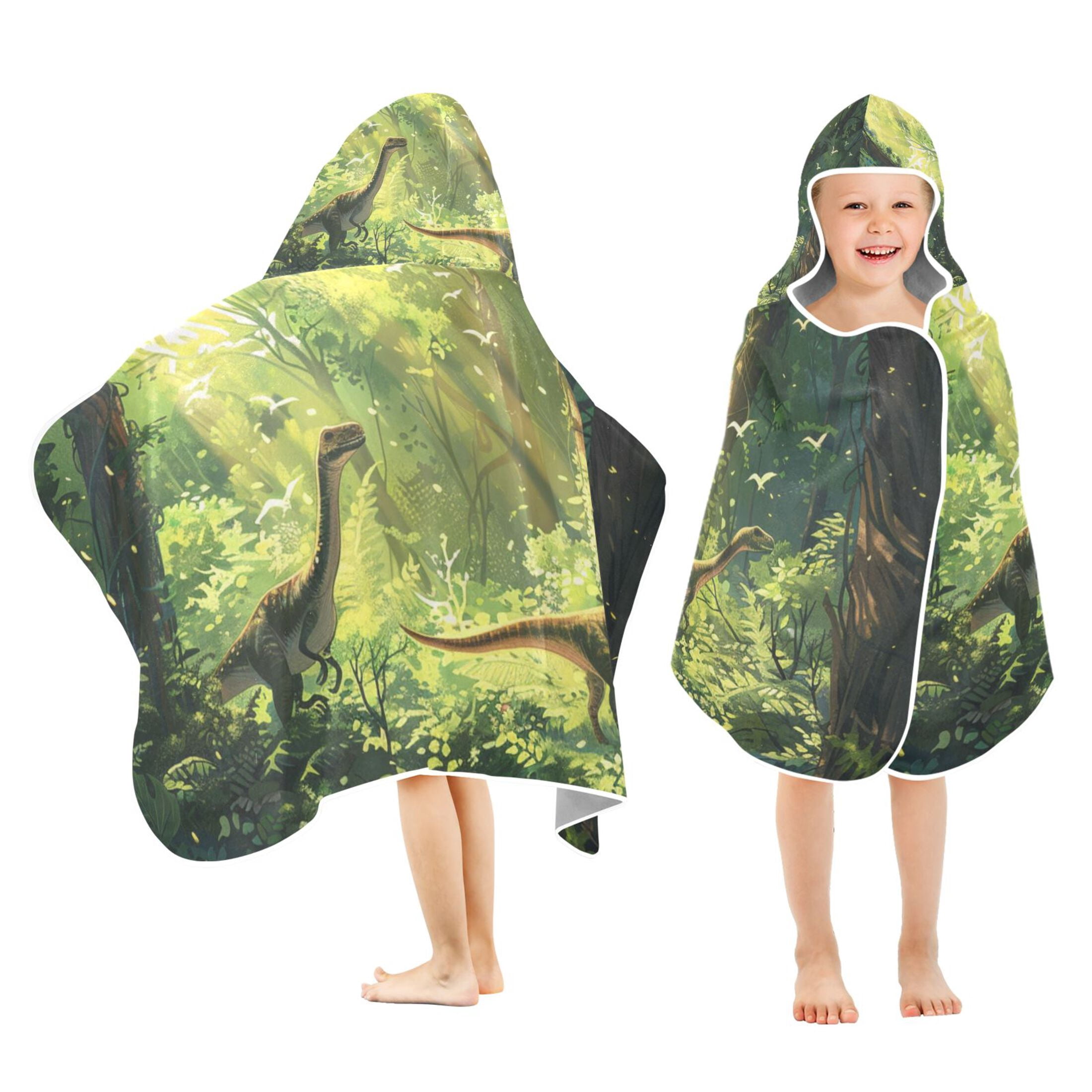 Dinosaurs in Forests Kids Hooded Beach Towel Baby Bath Poncho Towels ...