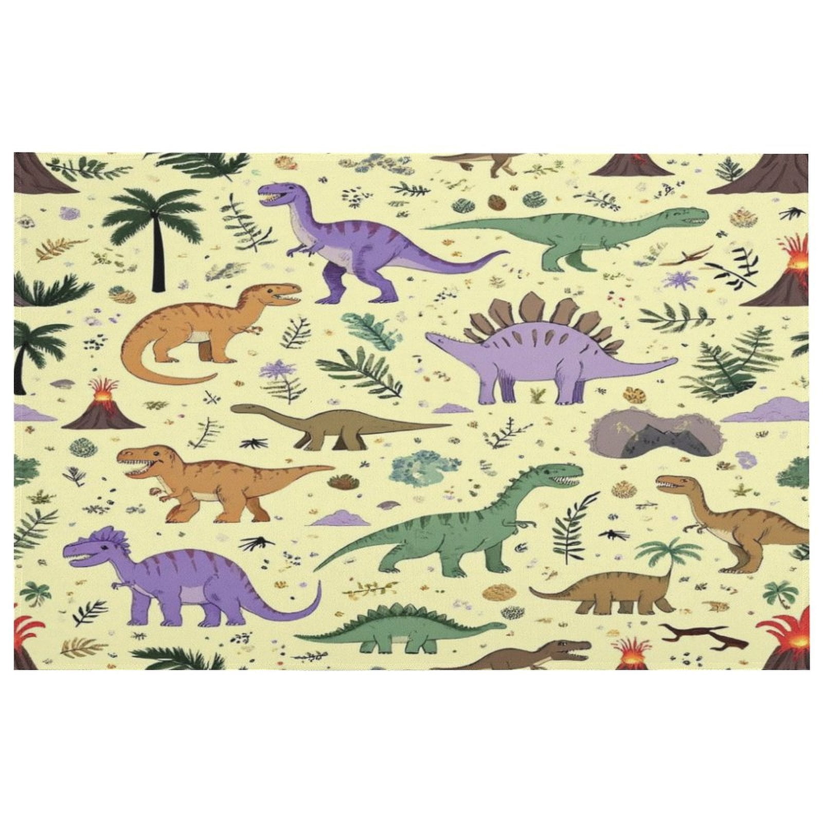 Dinosaurs in Yellow Adult Home Decor Bedroom Living Room Crystal Velvet ...