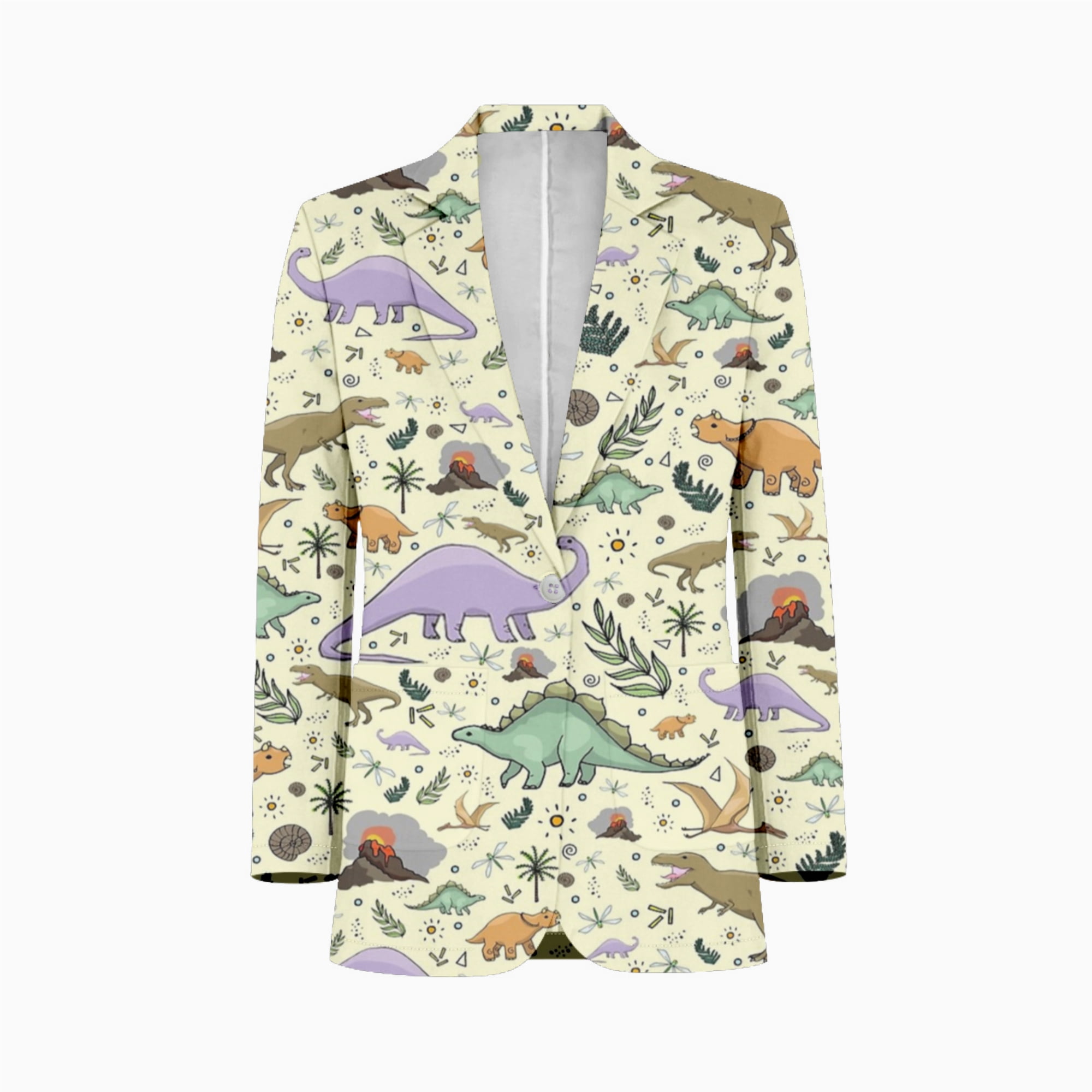 Dinosaurs in Yellow Mens Suits Shawl Collar Slim Fit Suit Mens Groom ...