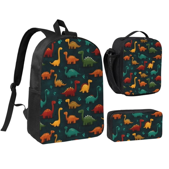 Dinosaurs patterned background Backpack Set,3PCS Backpack Set with ...