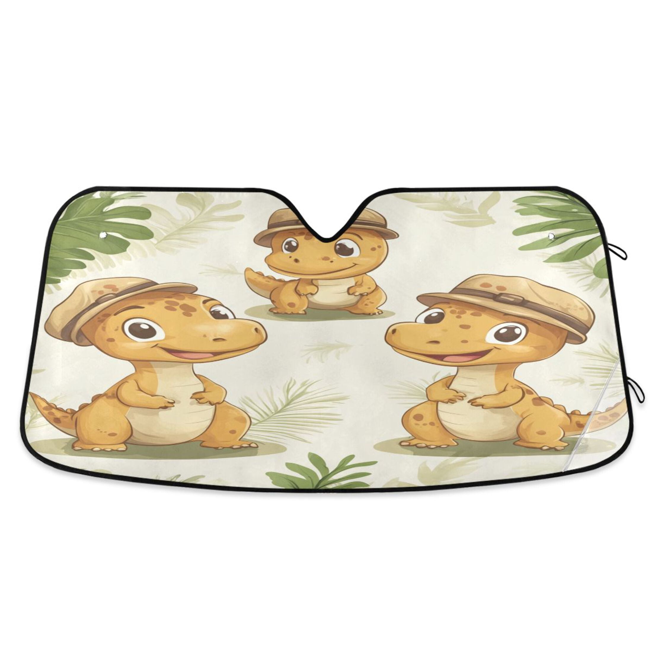 Dinosaurs with Hats Leaves Cartoon Windshield Sun Shade Automobile ...