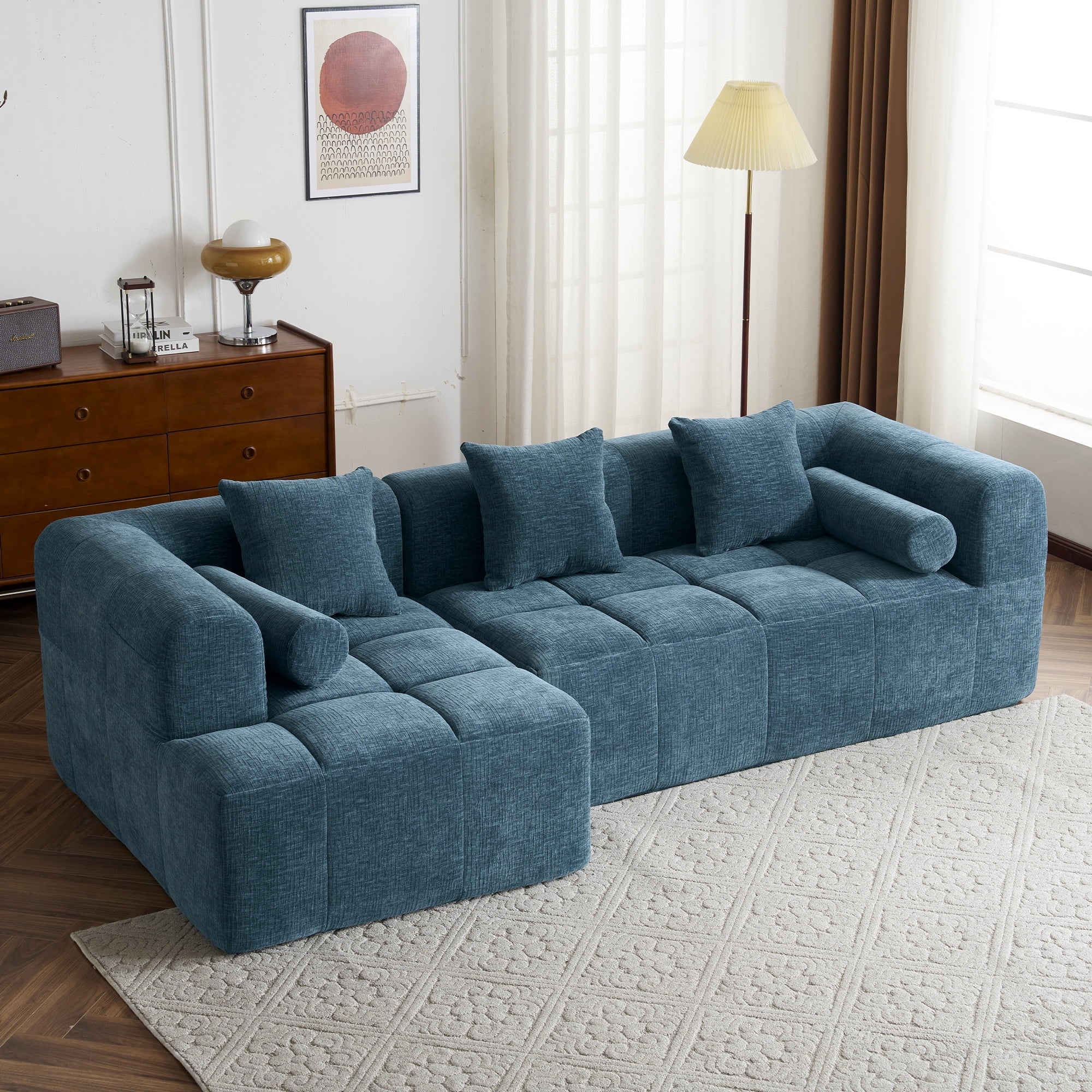 Dinosisco 101" Reversible Sectional Sofa, L-Shaped Modular Sponge Couch ...