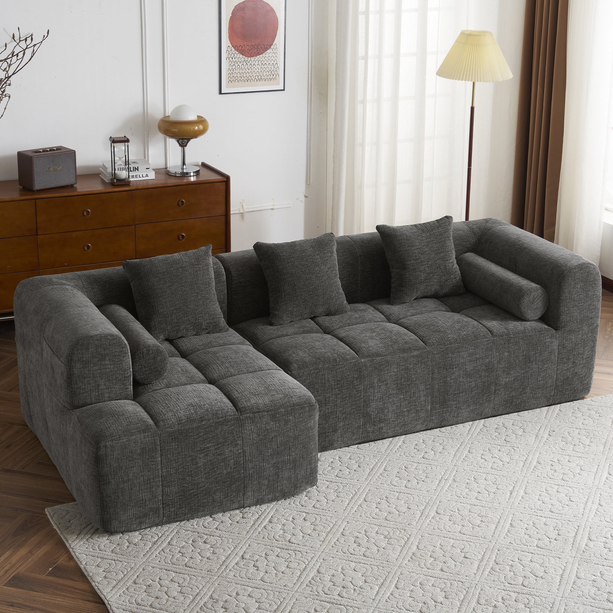 Dinosisco 101" Reversible Sectional Sofa, L-Shaped Modular Sponge Couch ...