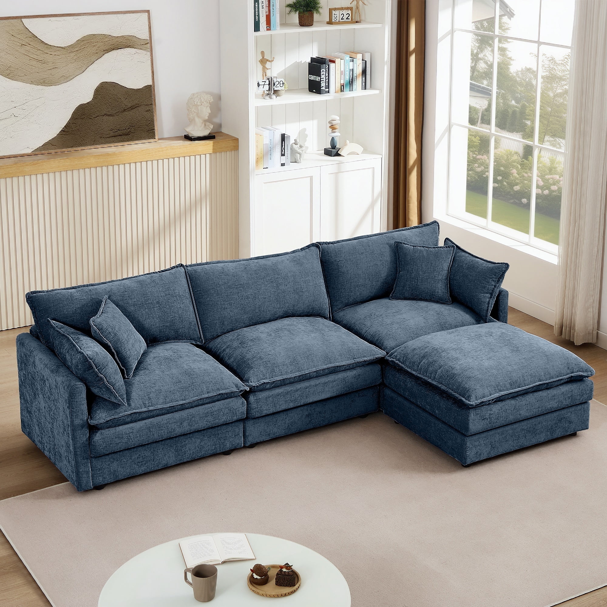 Muumblus Sectional Cloud Couch with Reversible Ottoman, L-Shaped ...
