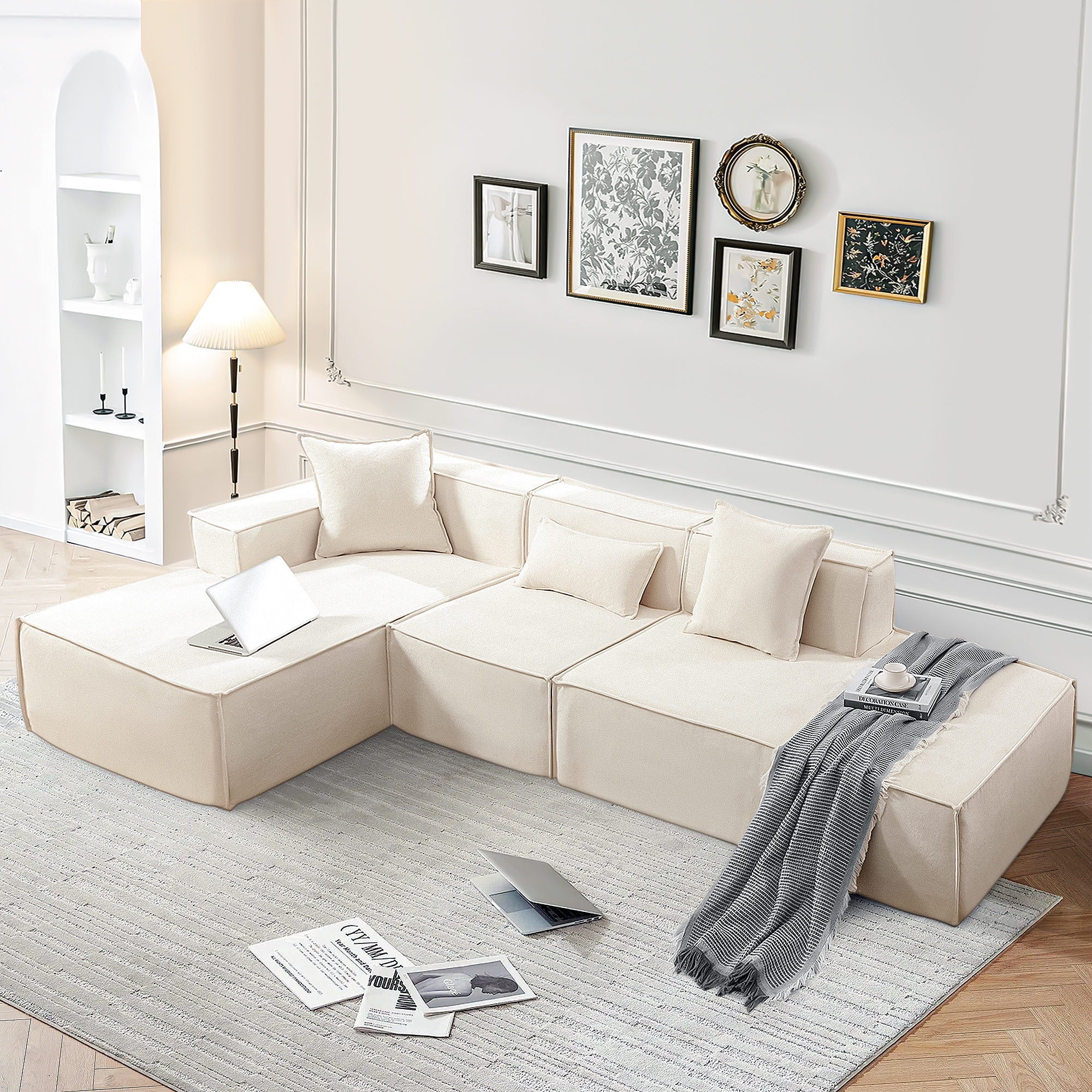 Dinosisco 129.5" Oversized Modular Sectional Sofa, Modern L-Shaped ...